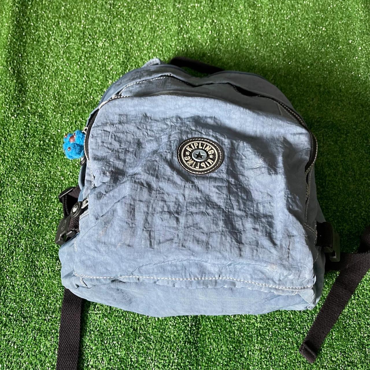 Kipling Grey Vintage Medium Pockets Backpack Bookbag... - Depop