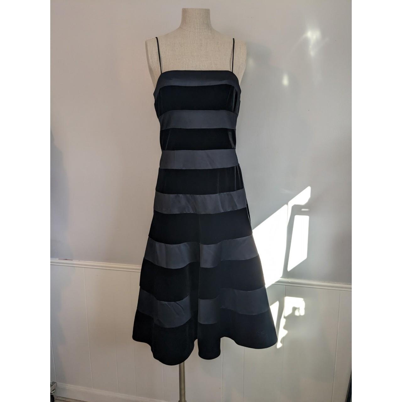 JS Collections Black Striped Prom Dress Black... - Depop
