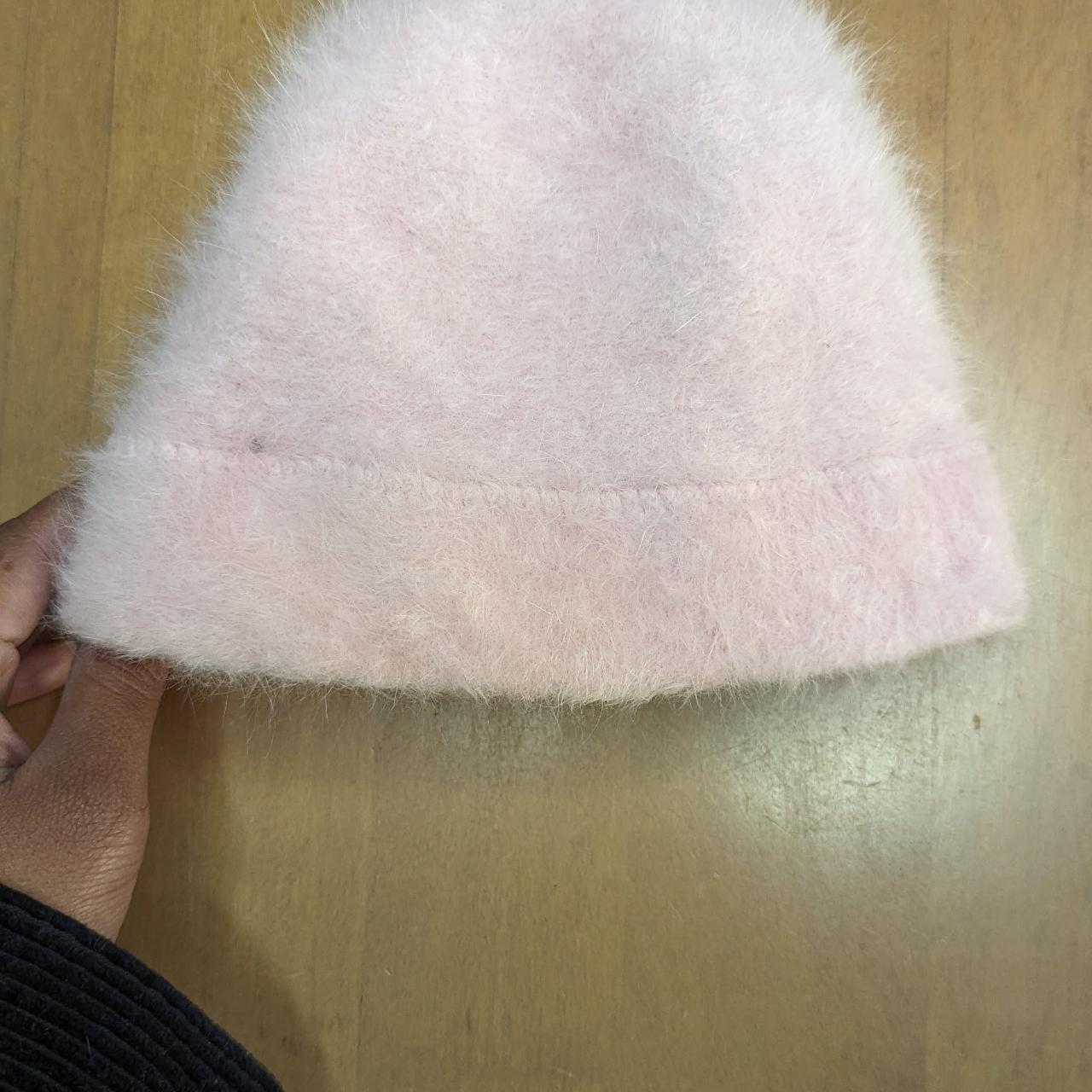 Y2K Pink Fuzzy Playboy Hat Light pink fuzzy hat... - Depop