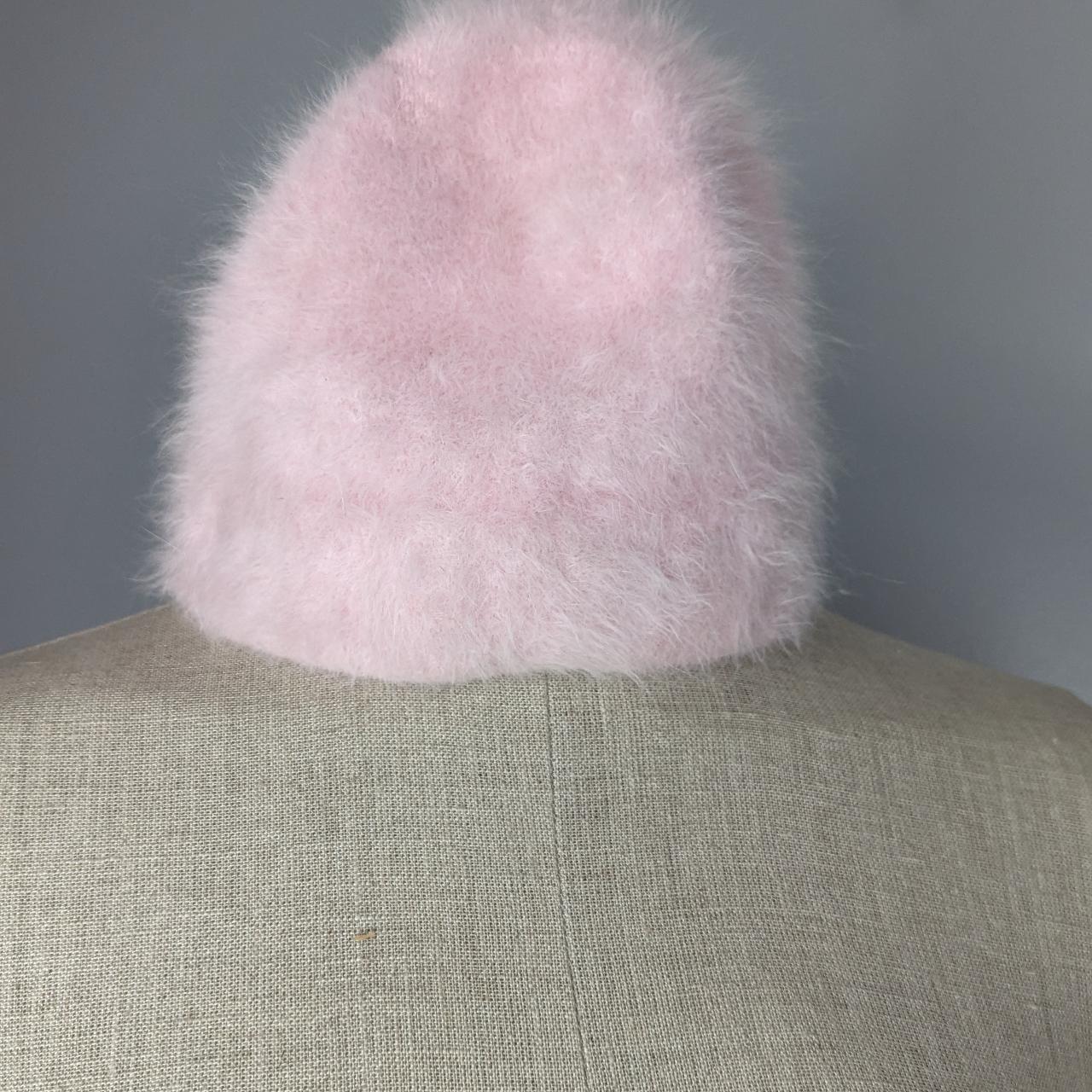 Y2K Pink Fuzzy Playboy Hat Light pink fuzzy hat... - Depop