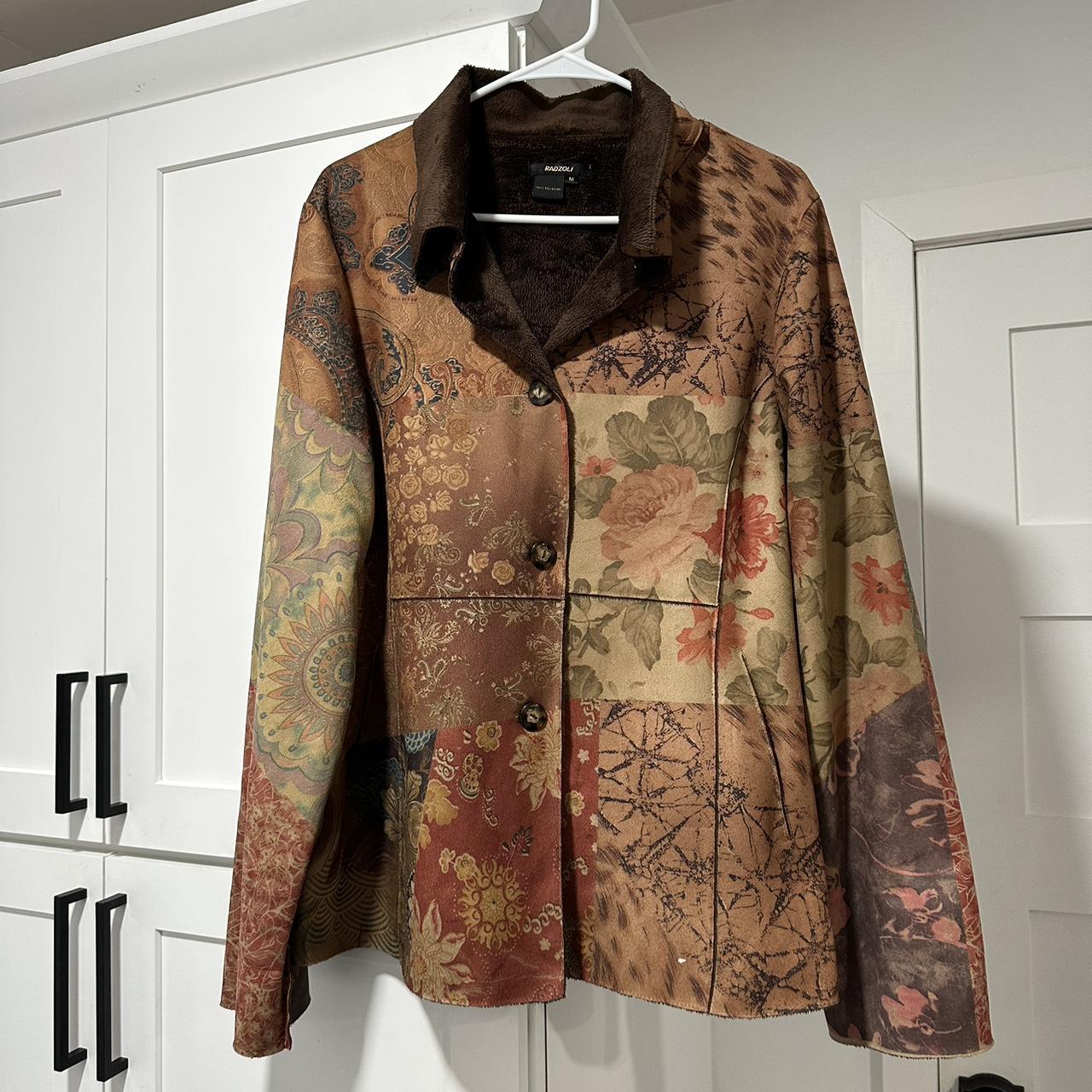 Rare Unique Radzoli 70s Vibe Patchwork Jacket Faux... - Depop