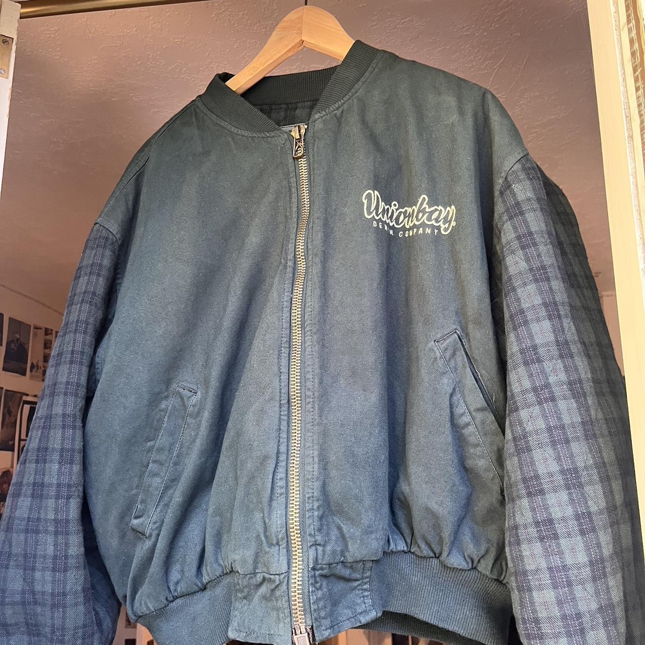 Union bay bomber jacket, flannel sleeves with a... - Depop