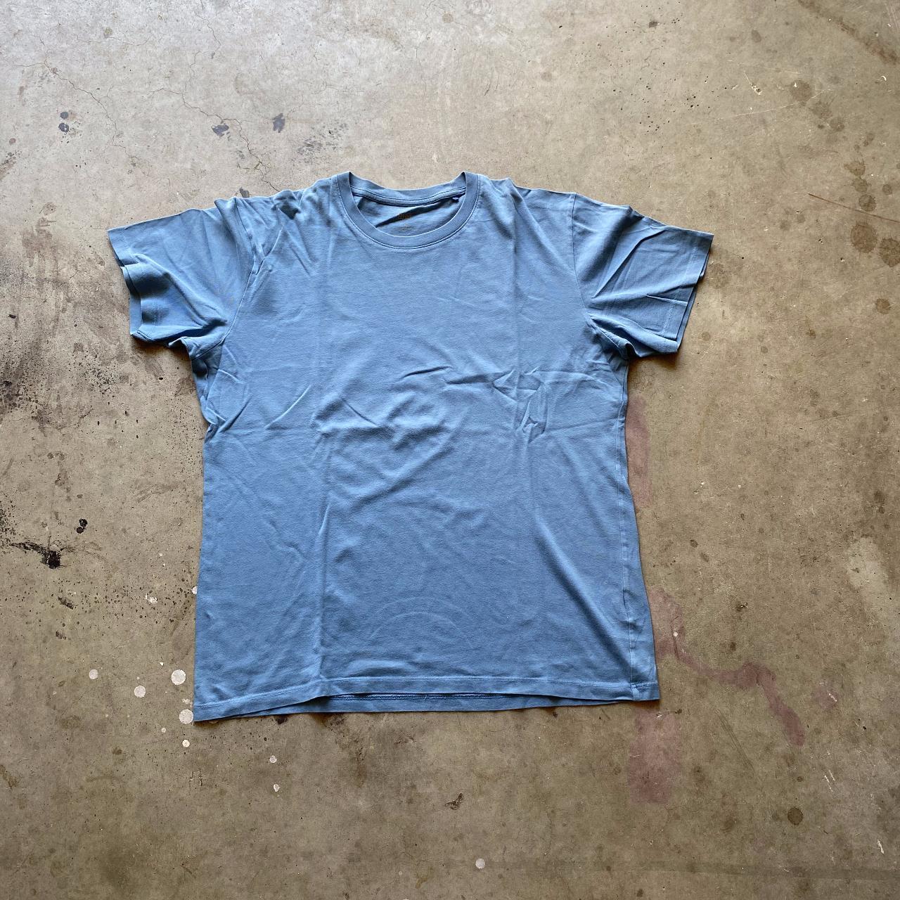 Blue blank boxy shirt M with a small boxy fit Worn... - Depop