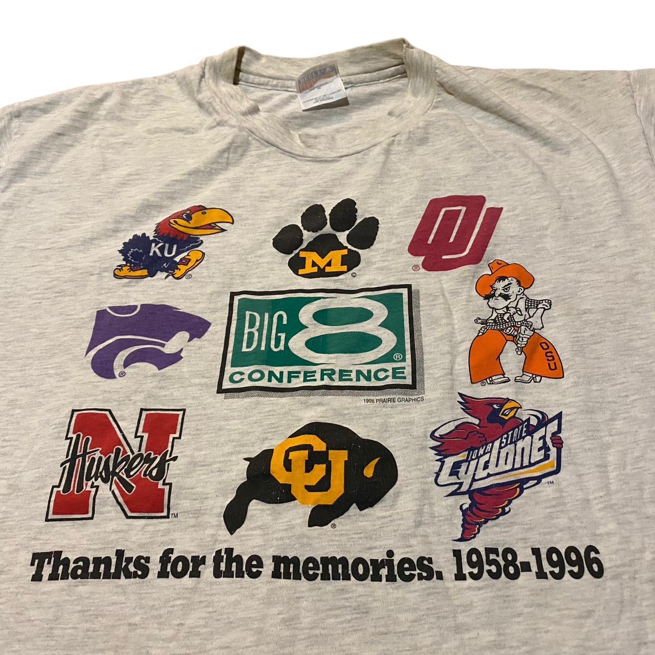 Vintage 1996 Big 8 Conference Shirt Light Grey with... - Depop