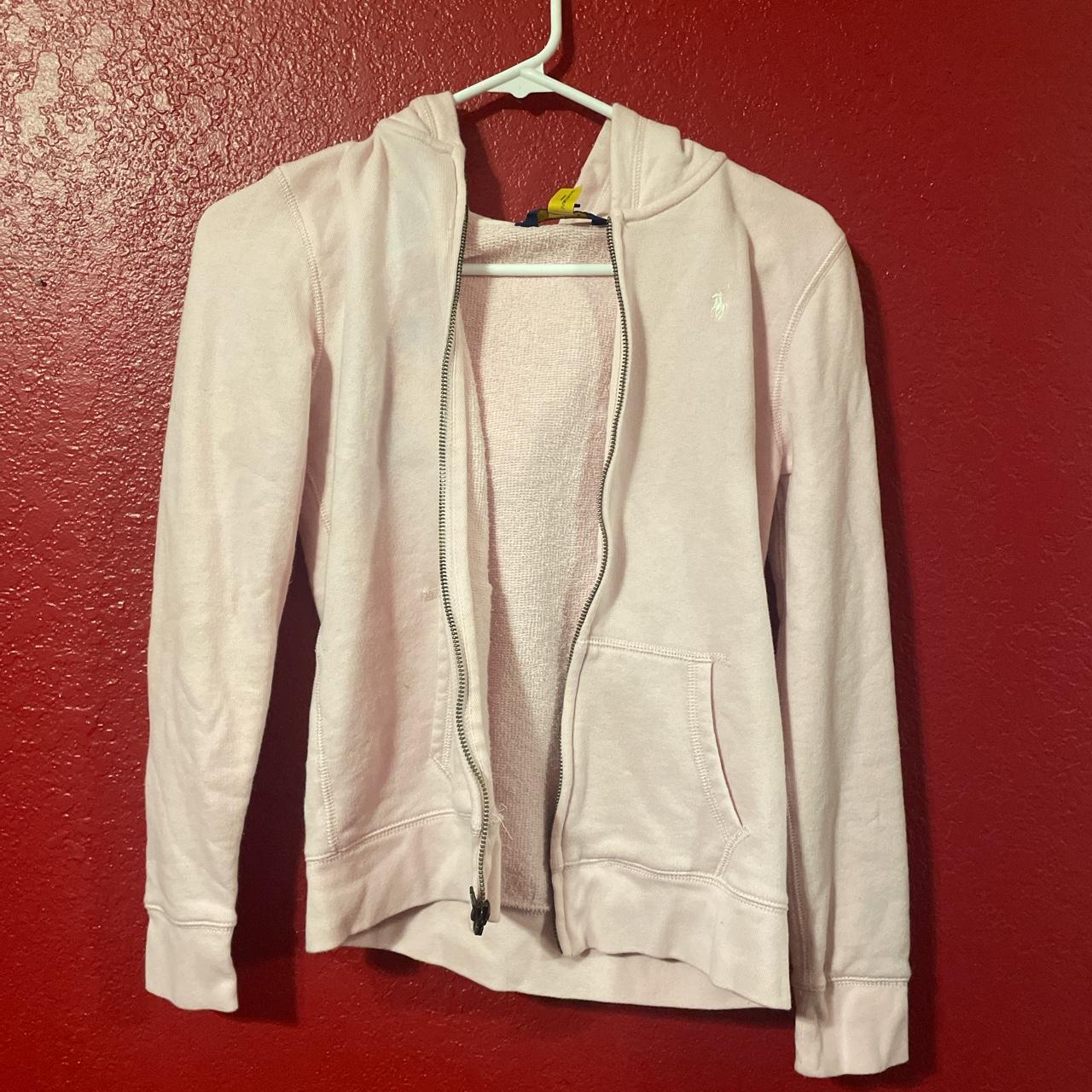 Light Pink Polo Zip-up Hoodie Size XL Kids, Fits... - Depop