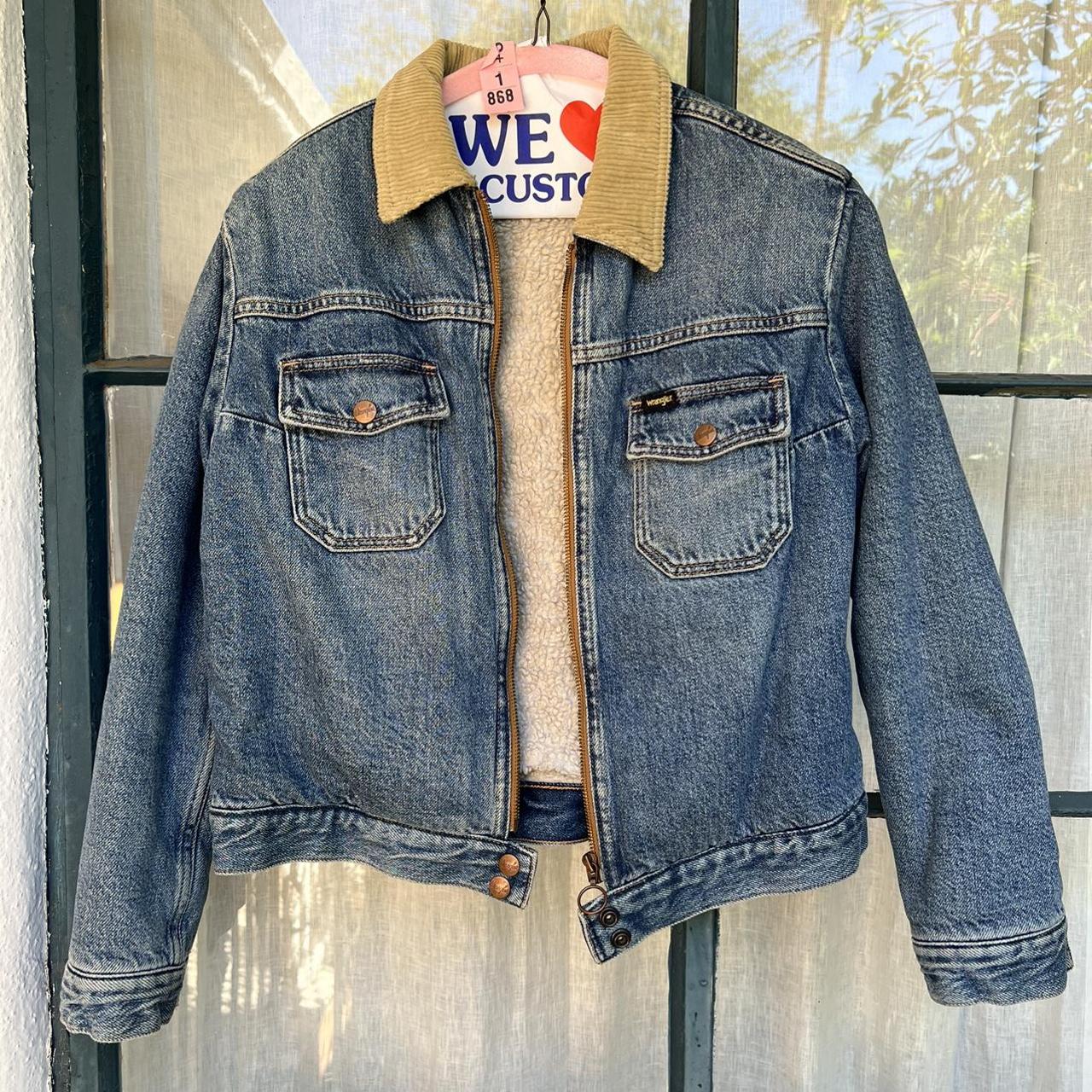 Denim Wrangler jacket. Fitted style, lined on the... - Depop