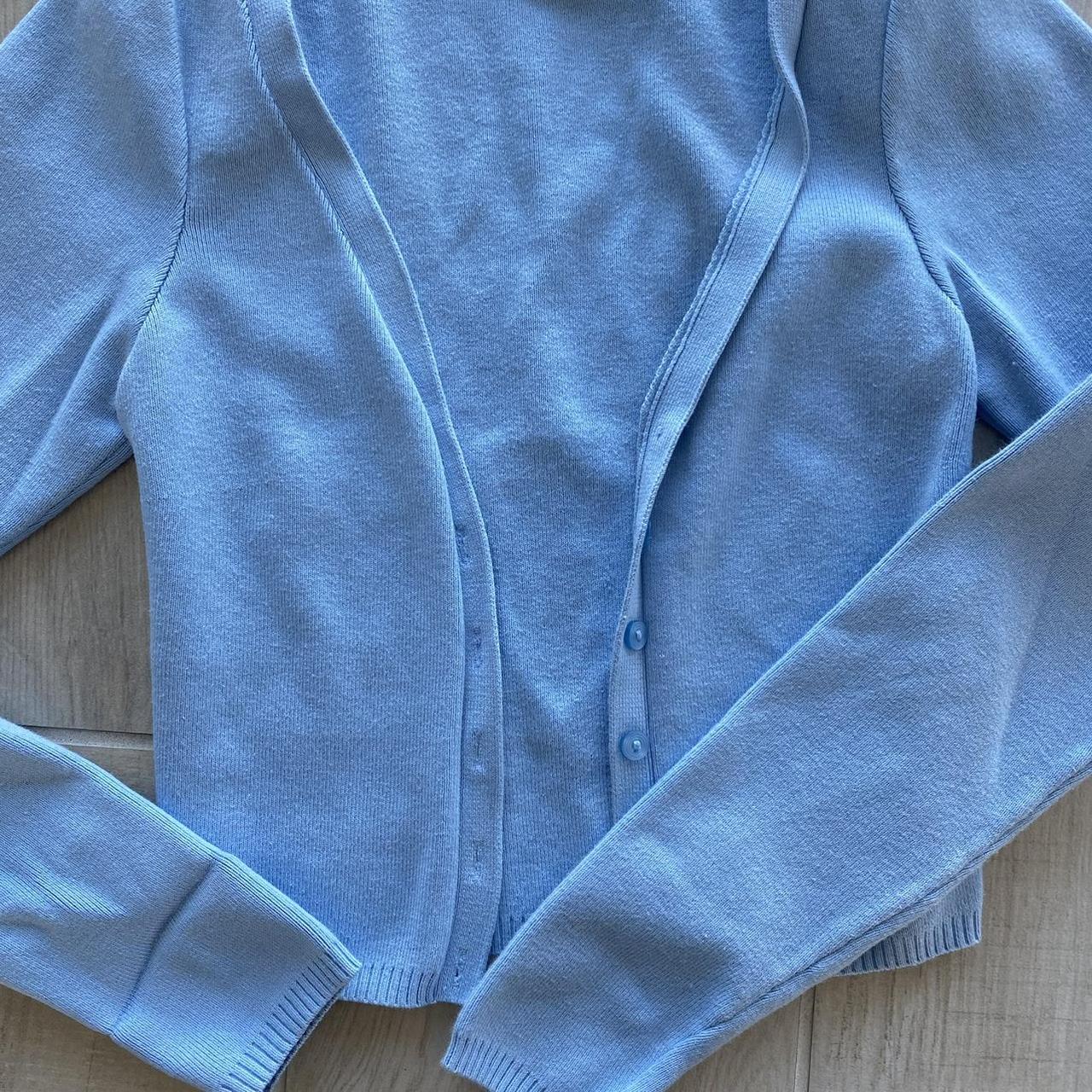 Urban outfitters Light blue knit fitted cardigan... - Depop