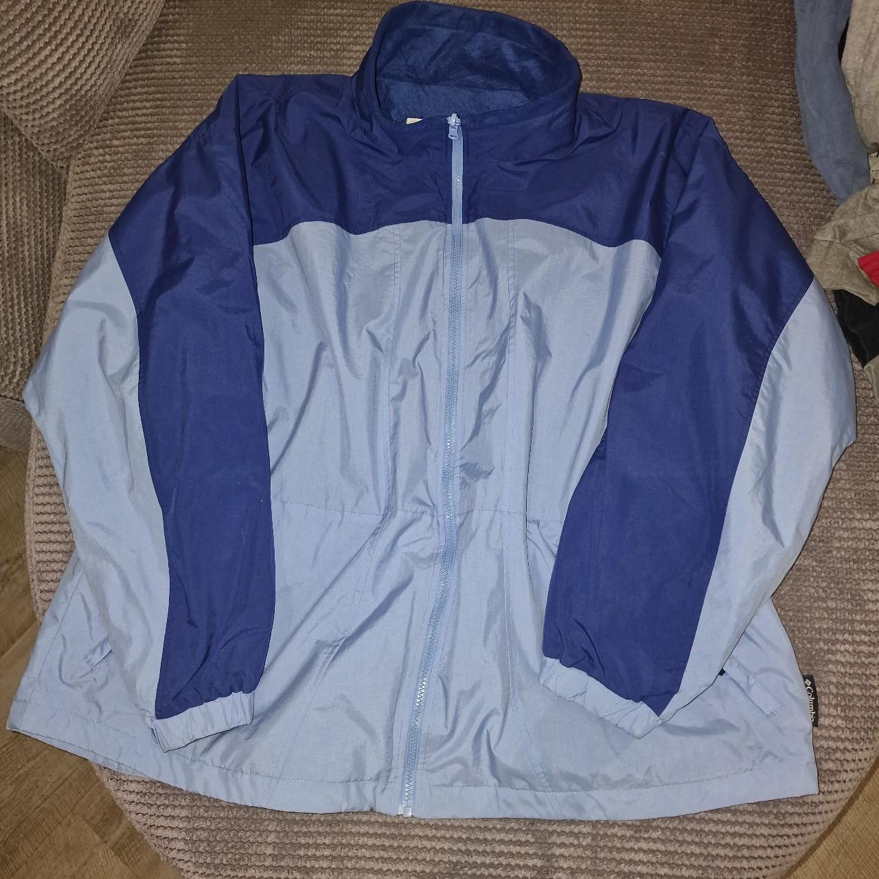 Columbia shell jacket in light blue and navy. Size... - Depop