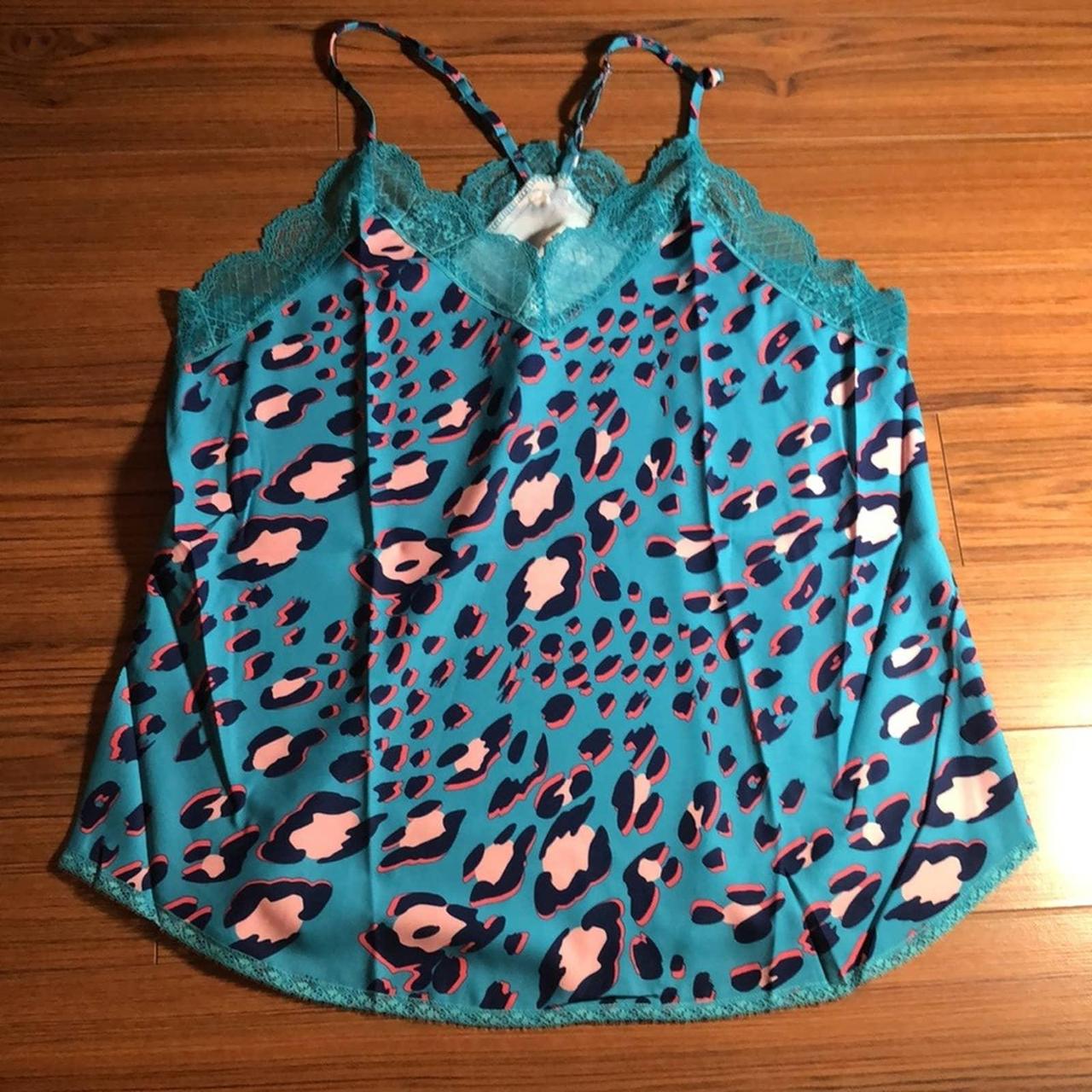 Lace Trim Leopard Camisole Tank Top Womens V Neck Depop