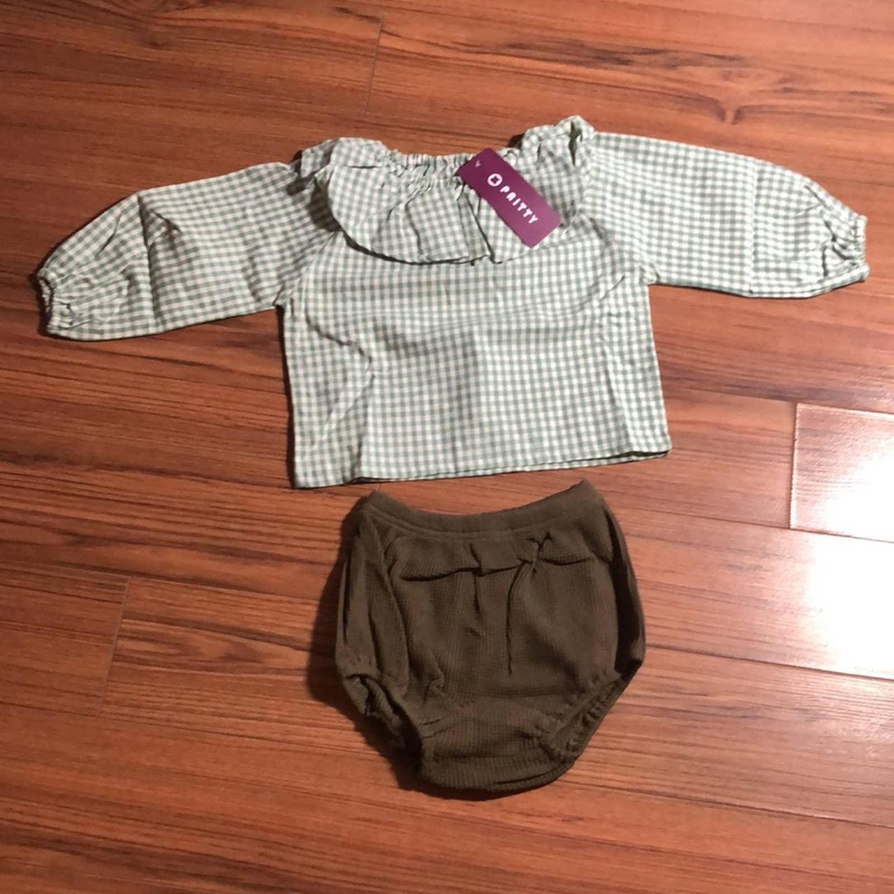 Paitty Olive Plaid Bloomer Set Size Medium / 5-6T... - Depop