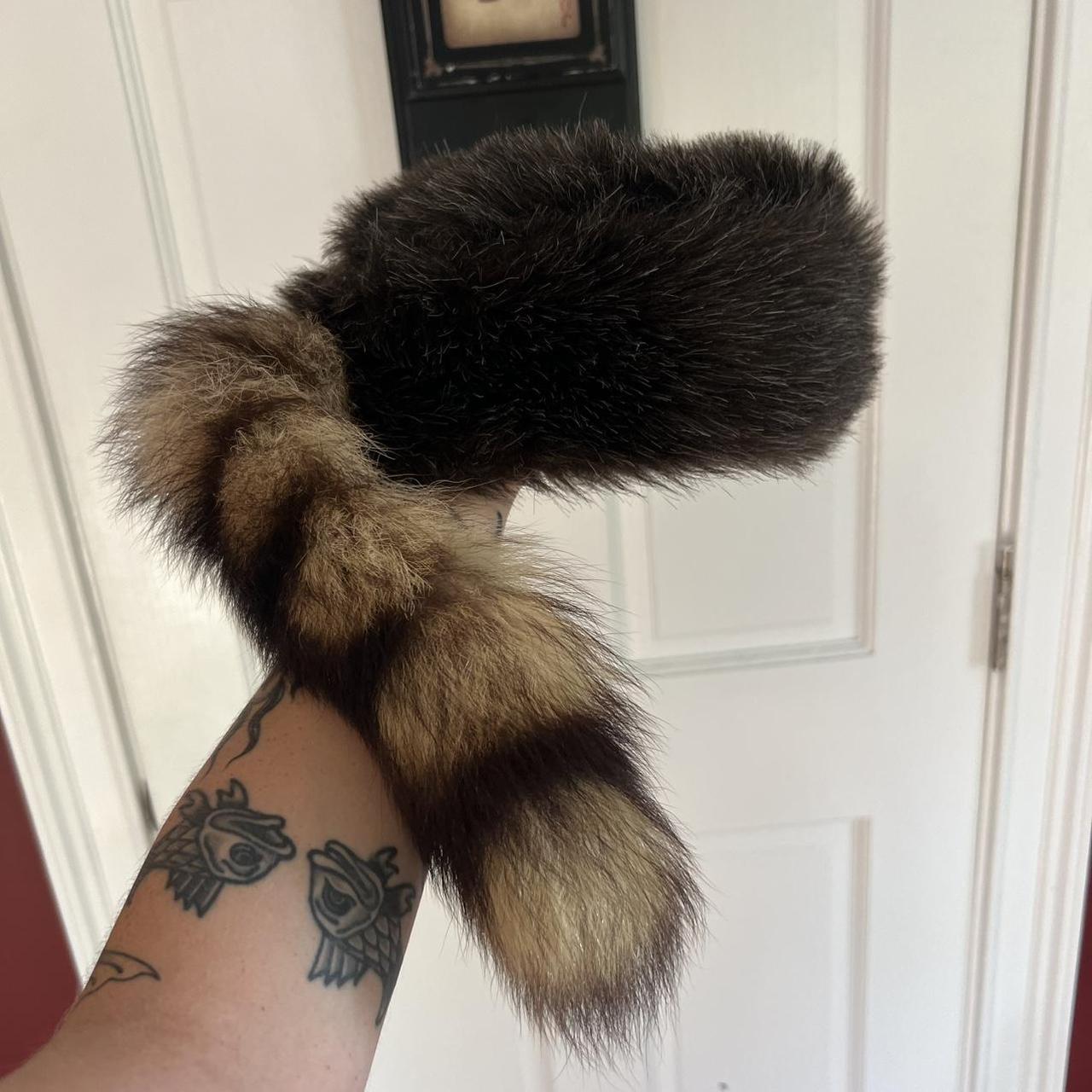 Brown and black raccoon tail hat #goth #rave | Depop