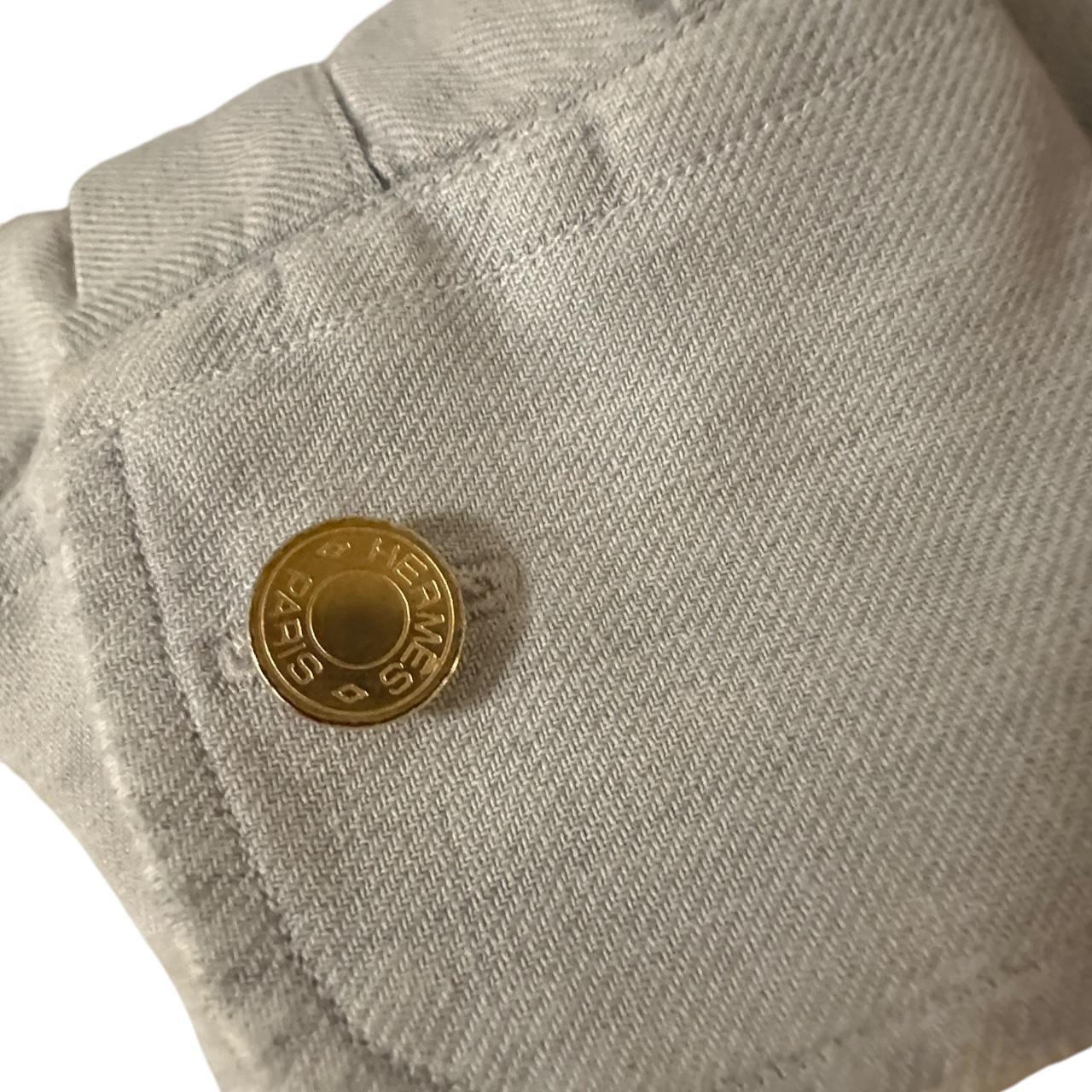 Hermes button up. Gold button detail. Double pocket.... - Depop
