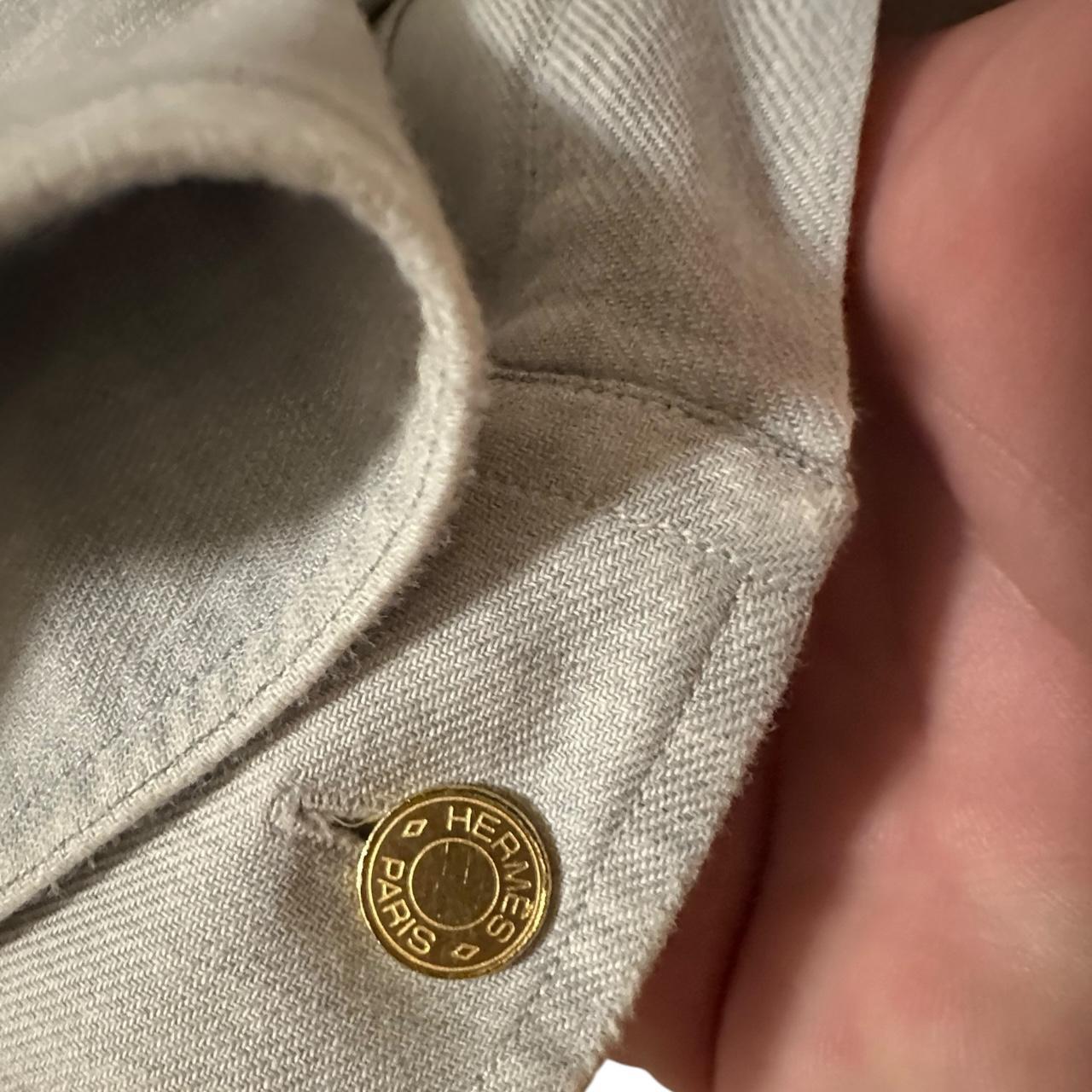 Hermes button up. Gold button detail. Double pocket.... - Depop