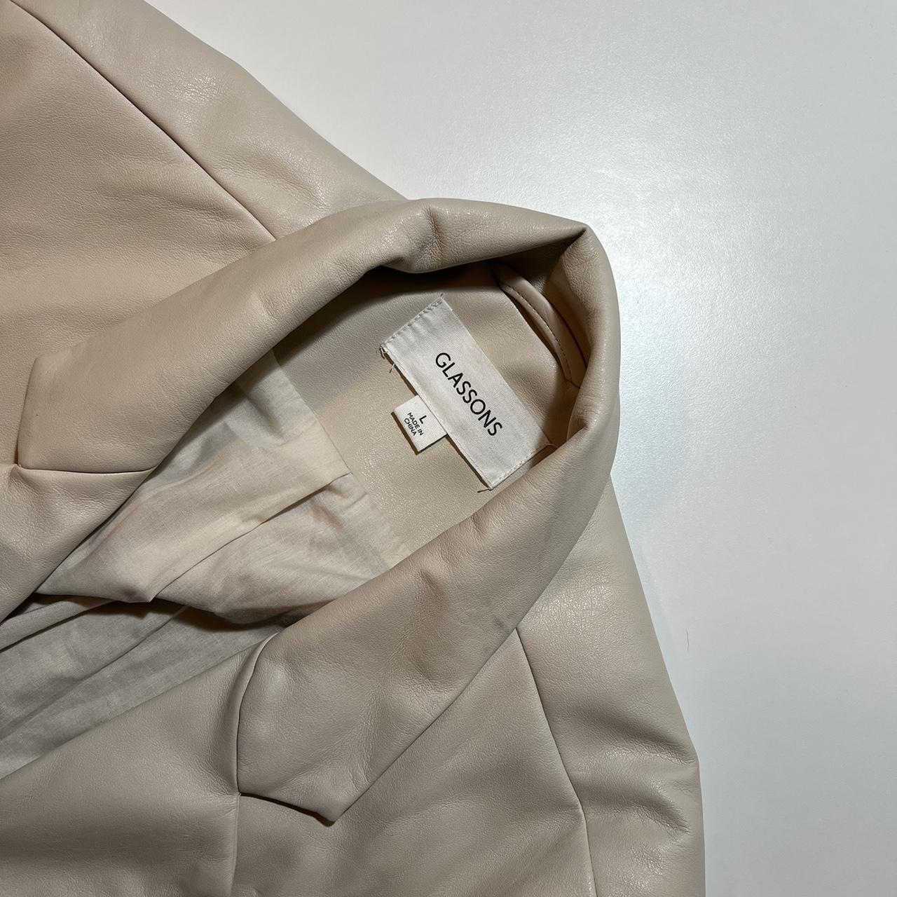 GLASSONS FAUX LEATHER BLAZER - in a cream/beige... - Depop