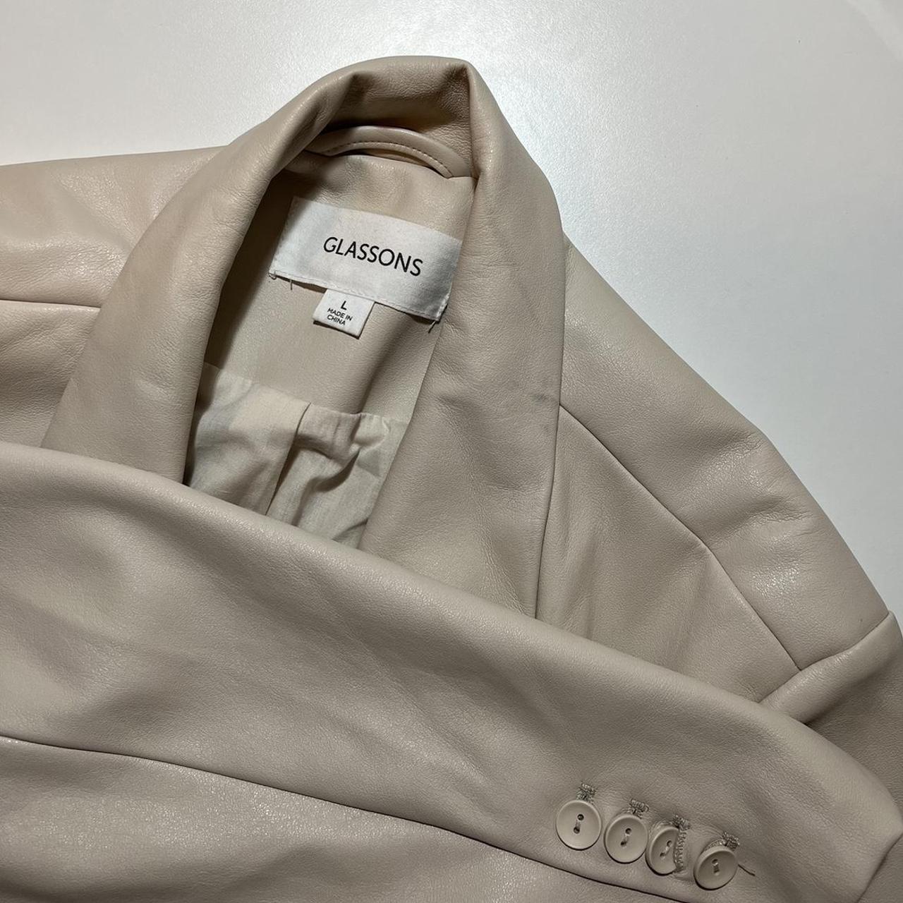 GLASSONS FAUX LEATHER BLAZER - in a cream/beige... - Depop