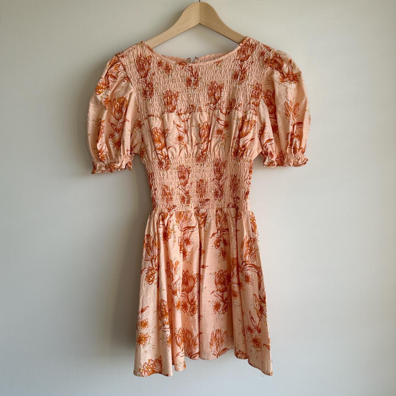 SABO SKIRT DRESS cute orange floral print with... - Depop