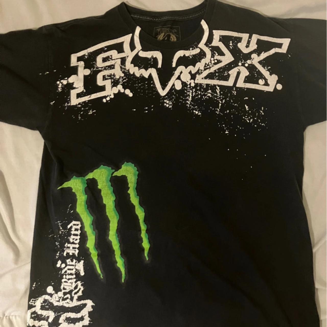 monster energy fox racing t-shirt rare print has... | Depop