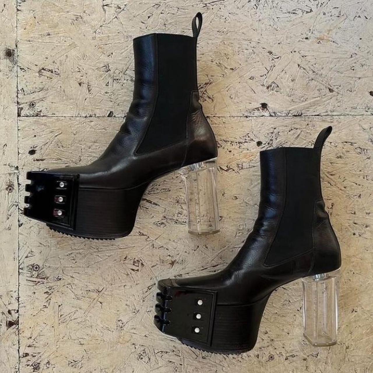 Rick Owens kiss boots, featuring a clear heel and... - Depop