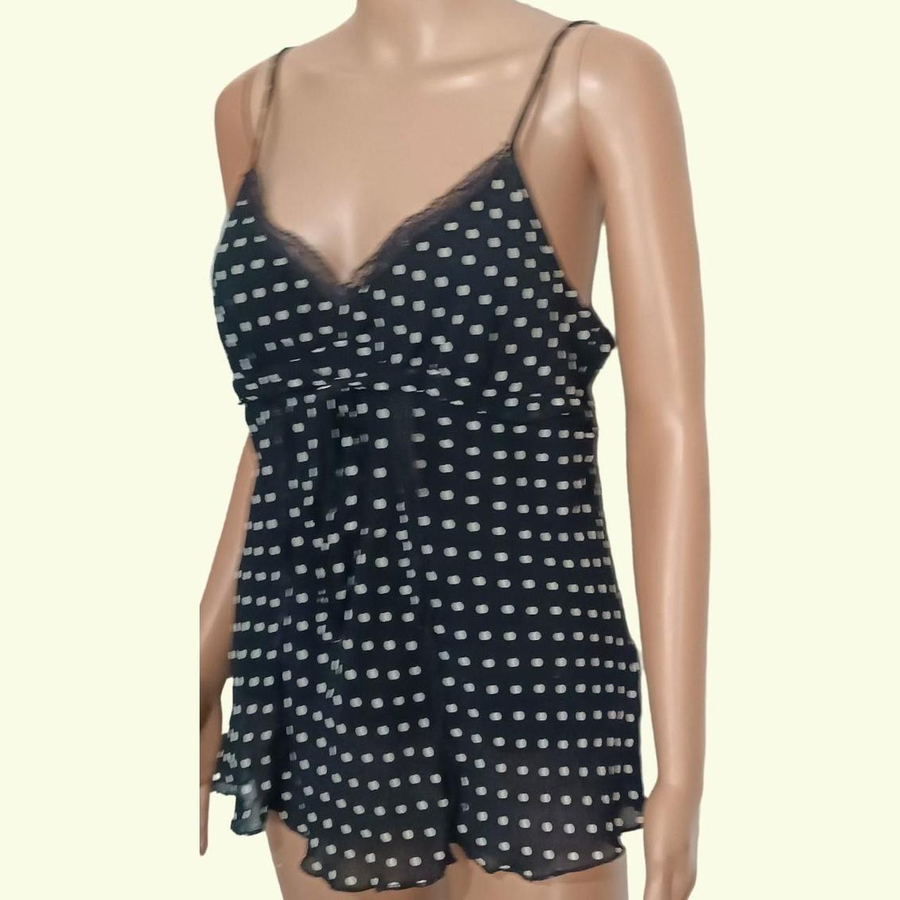 Primark black polka dot lace detailing top Size 16... - Depop