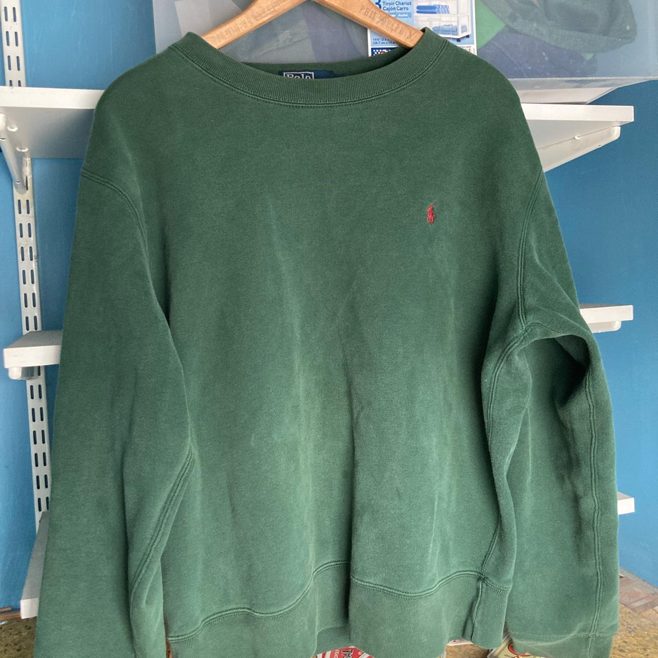 Polo Ralph Lauren Men's Green and Red Sweatshirt | Depop