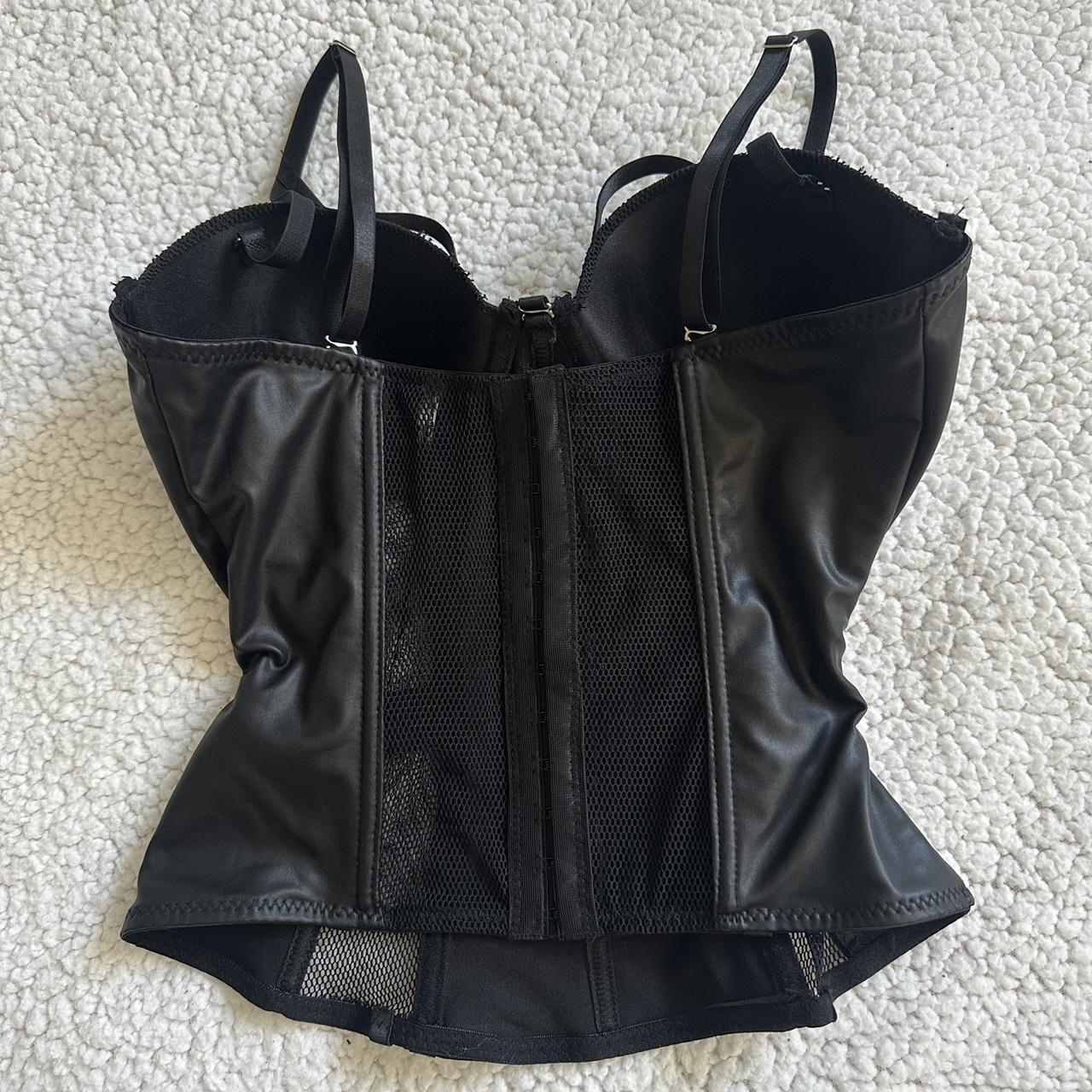body rage - gothic mesh and leather corset never... - Depop