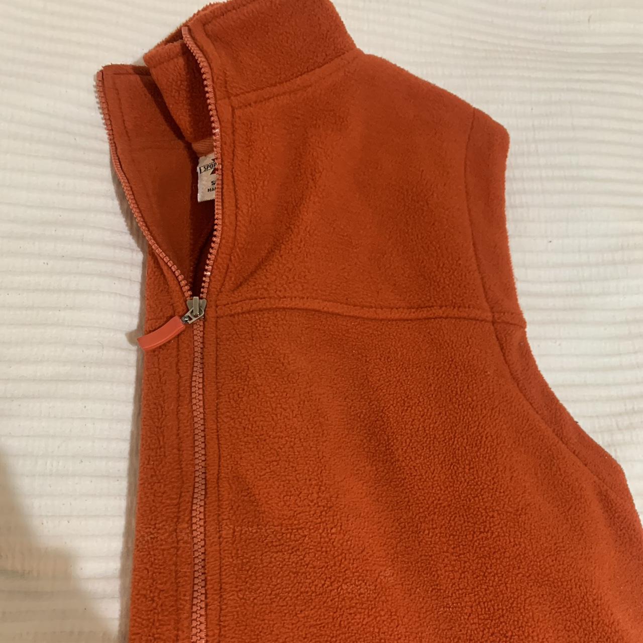 Oversized Burnt orange fleece vest -size 14 ... - Depop