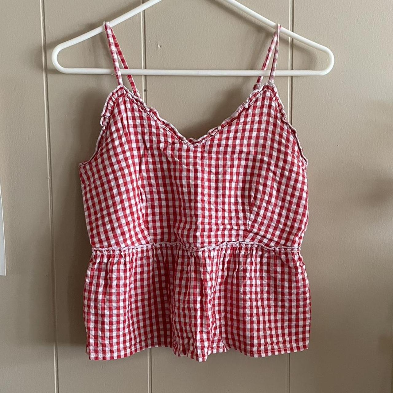 Red gingham tank top - size Small true to size -... - Depop