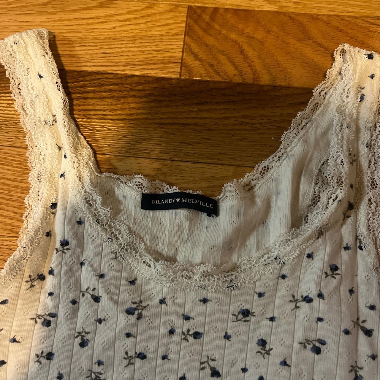 Brandy floral lace tank #brandymelville #lace... - Depop