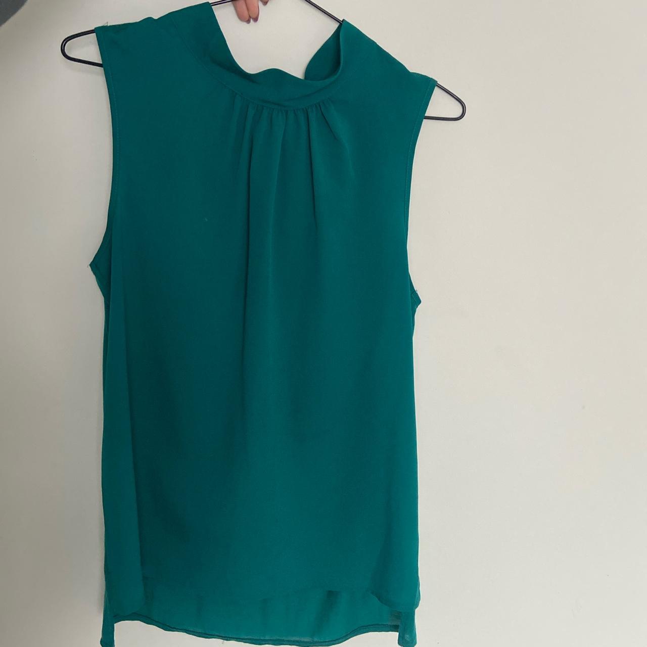 French connection green High neck top Size 10... - Depop