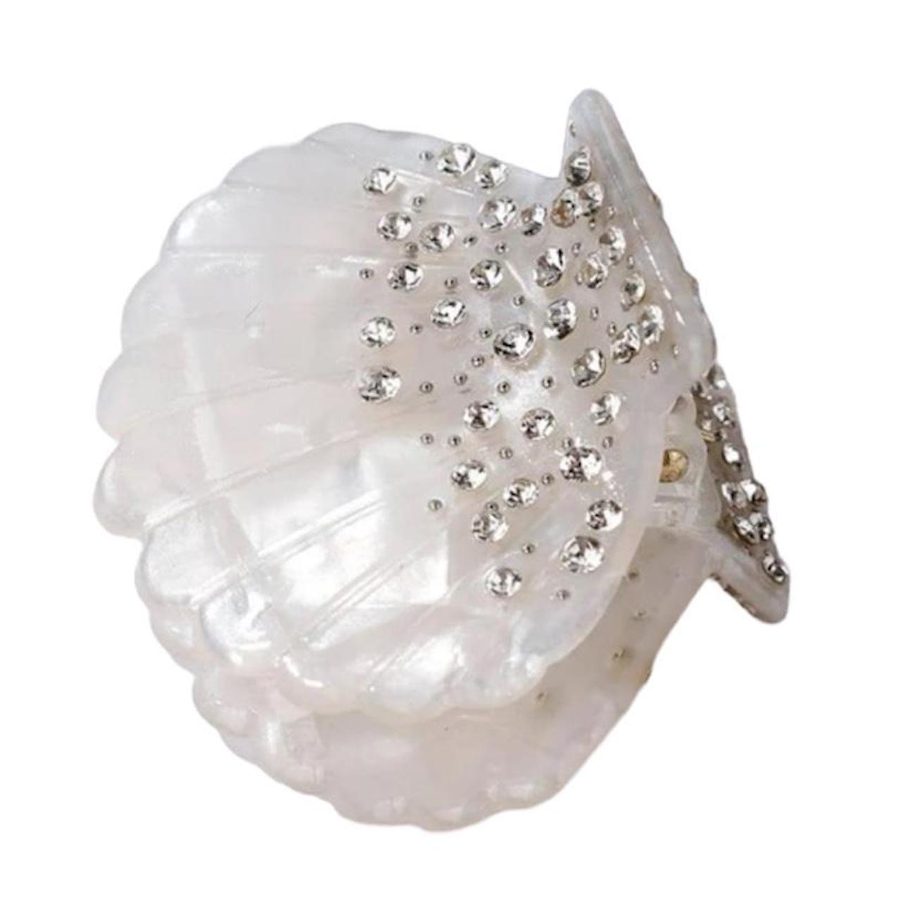 White Shell Hairclip with Rhinestones 🤍Brand... - Depop