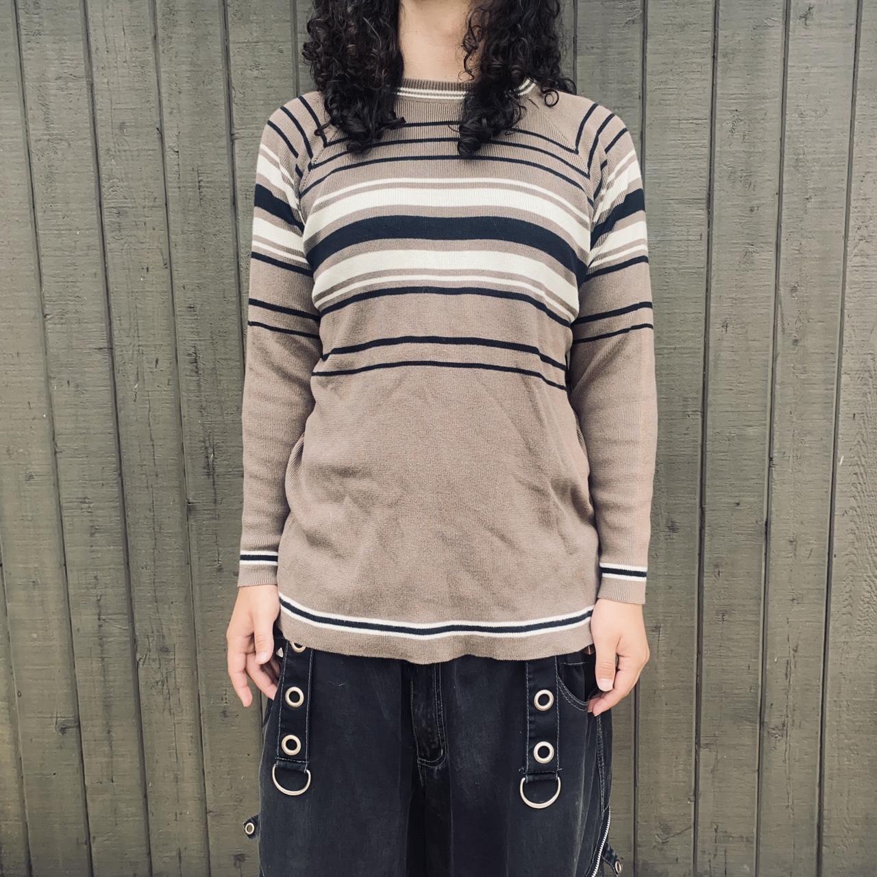 Y2m No Fear Stripped sweater thermal style Long... - Depop