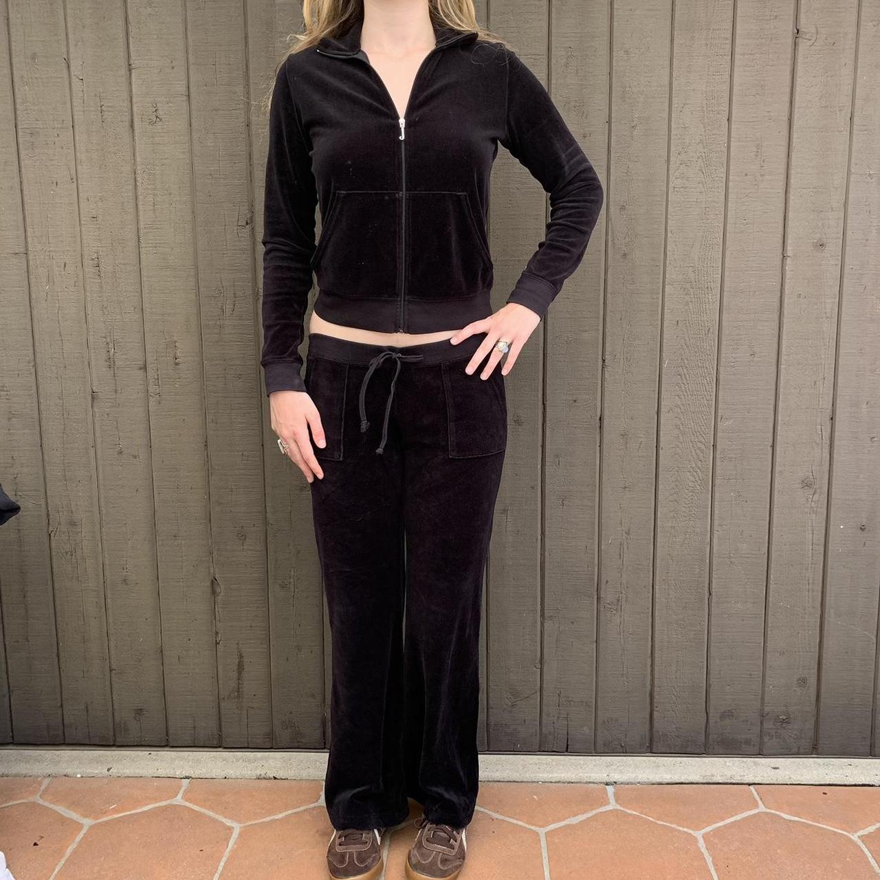 vintage y2k black velour juicy couture tracksuit... - Depop