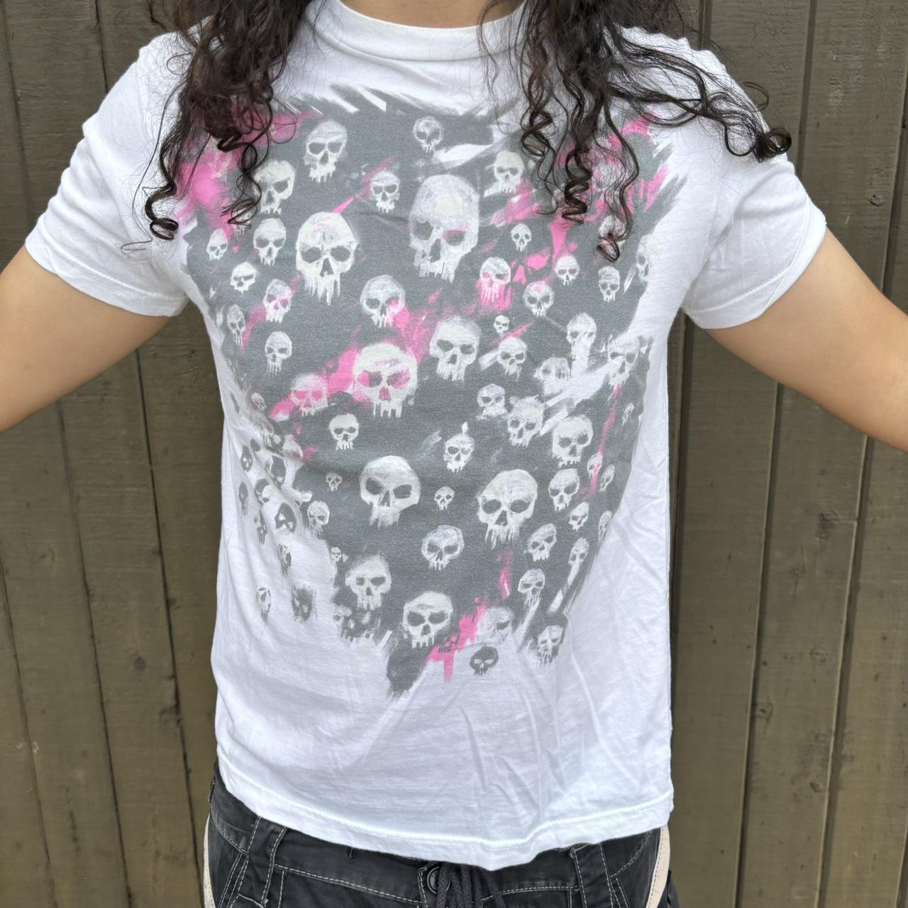 Anchor Blue Skull pile Scene Emo Tshirt Brand... - Depop