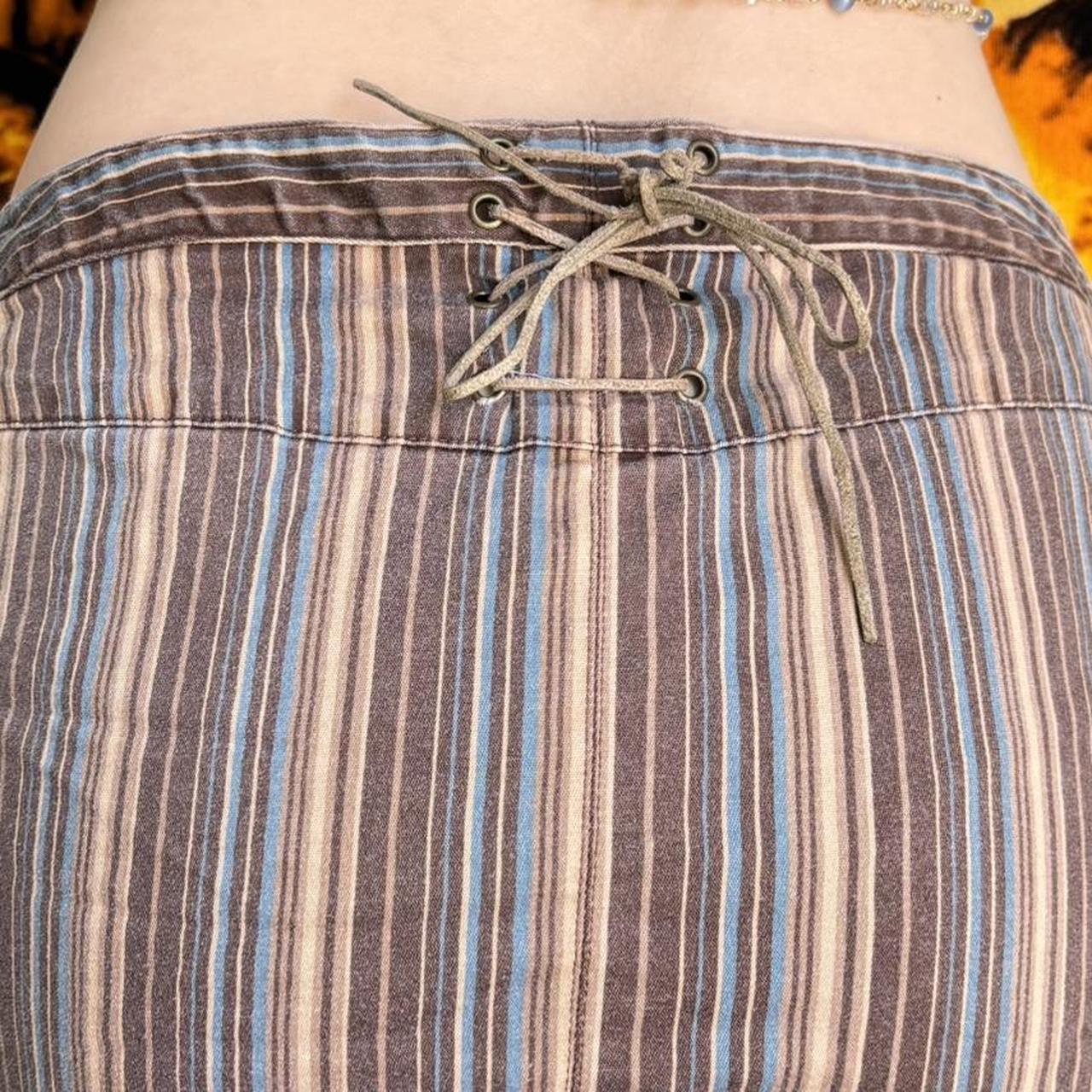 vintage y2k 2000s twee skater striped lace up mini... | Depop