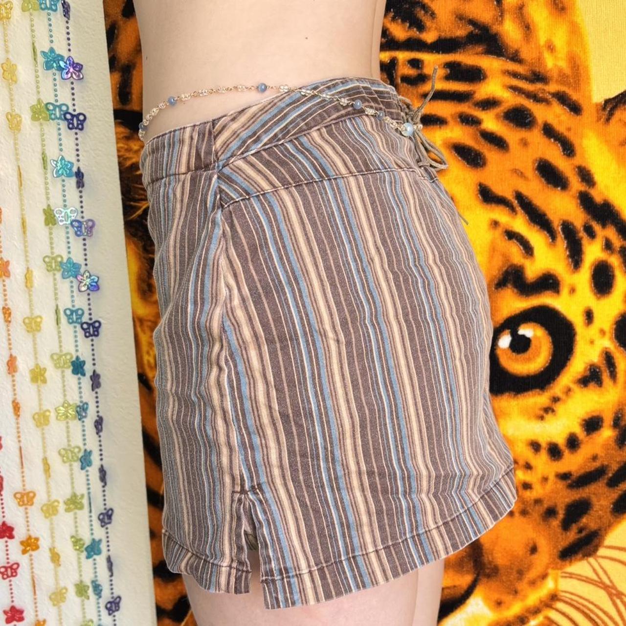 vintage y2k 2000s twee skater striped lace up mini... | Depop