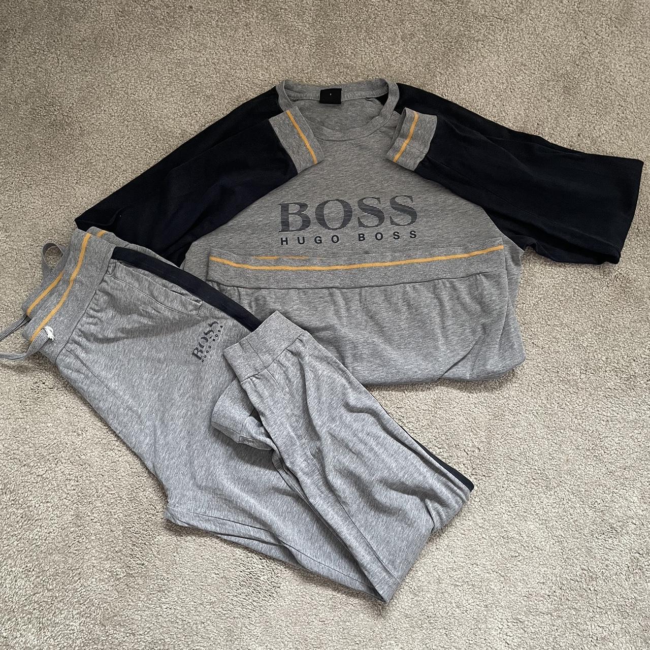 men’s grey hugo boss tracksuit, S full tracksuit... - Depop