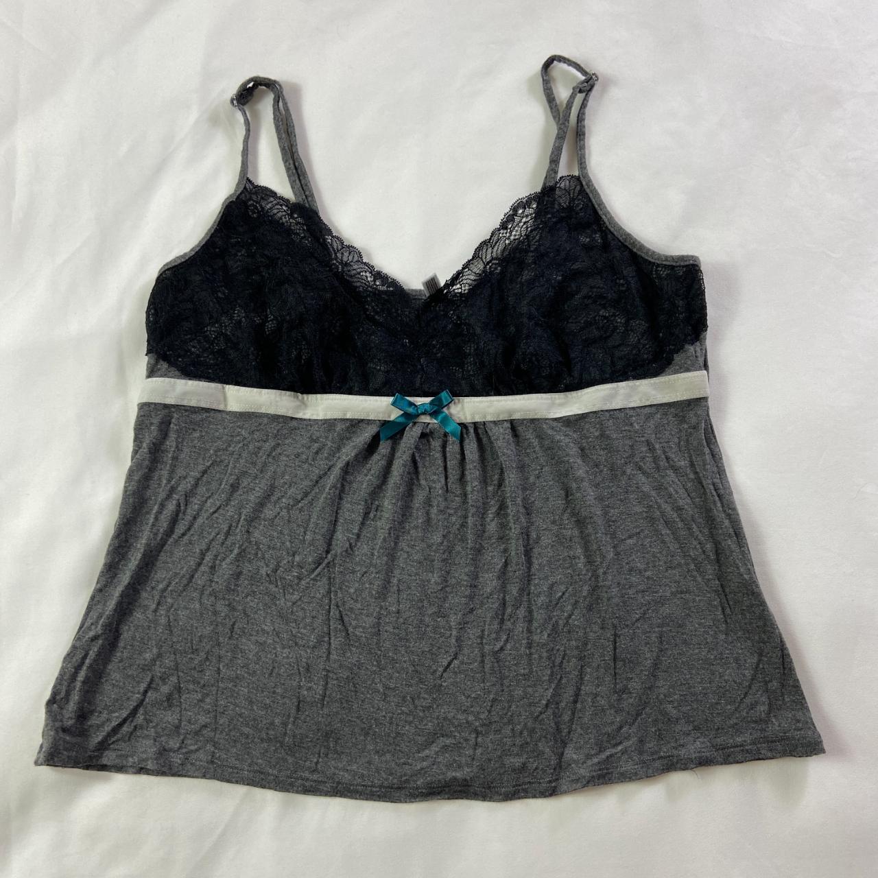 black grey cami A casual grey cami with lined black... - Depop