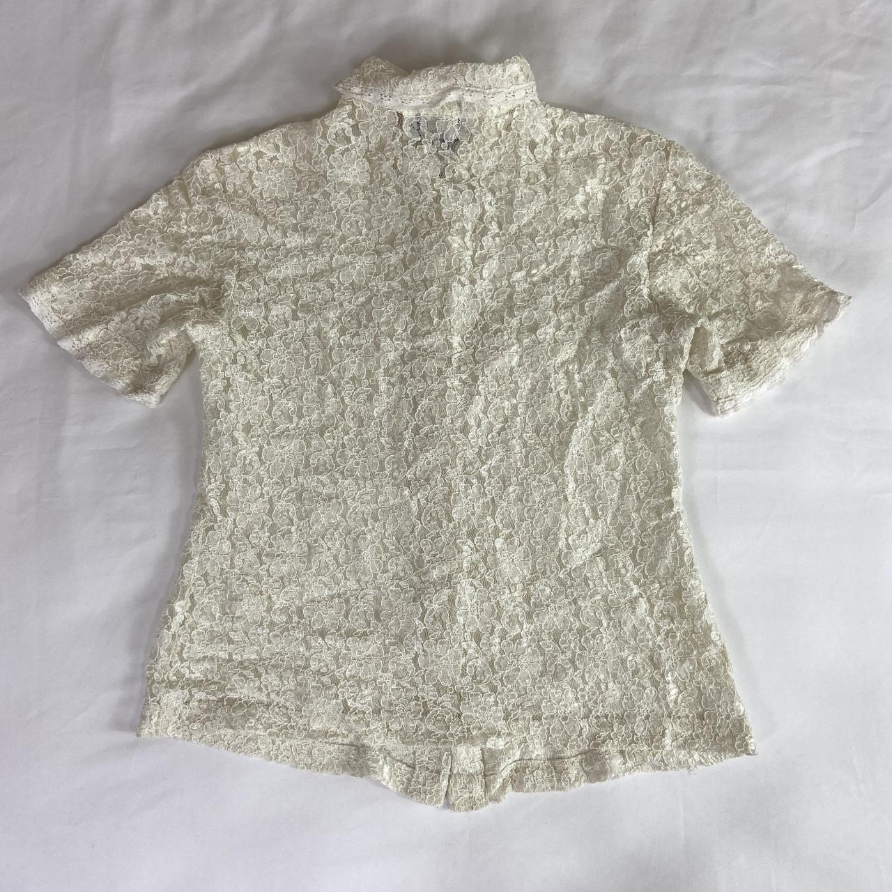 cream floral lace button up shirt A cute cream... - Depop