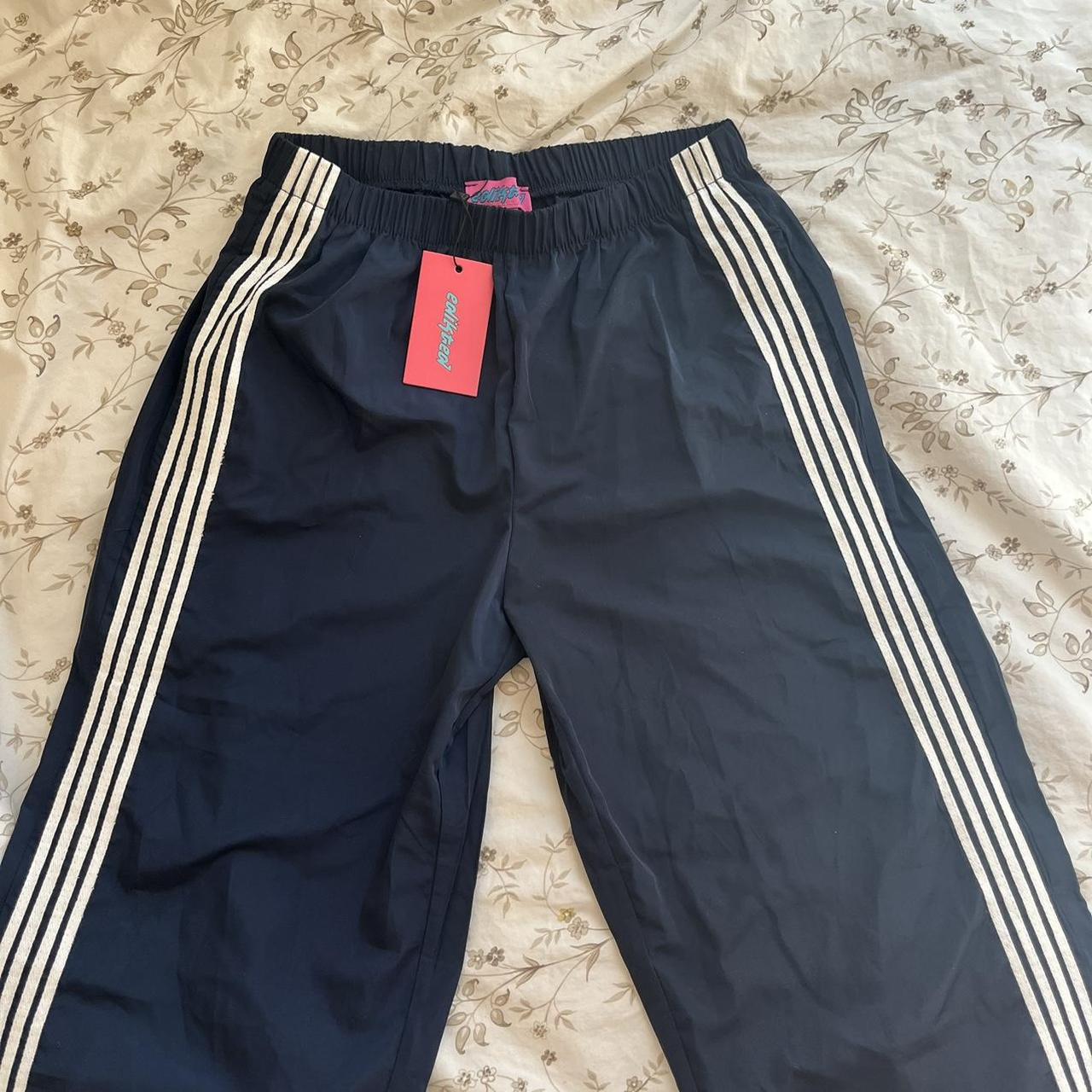new with tag navy edikted remy ribbon track pants in... - Depop