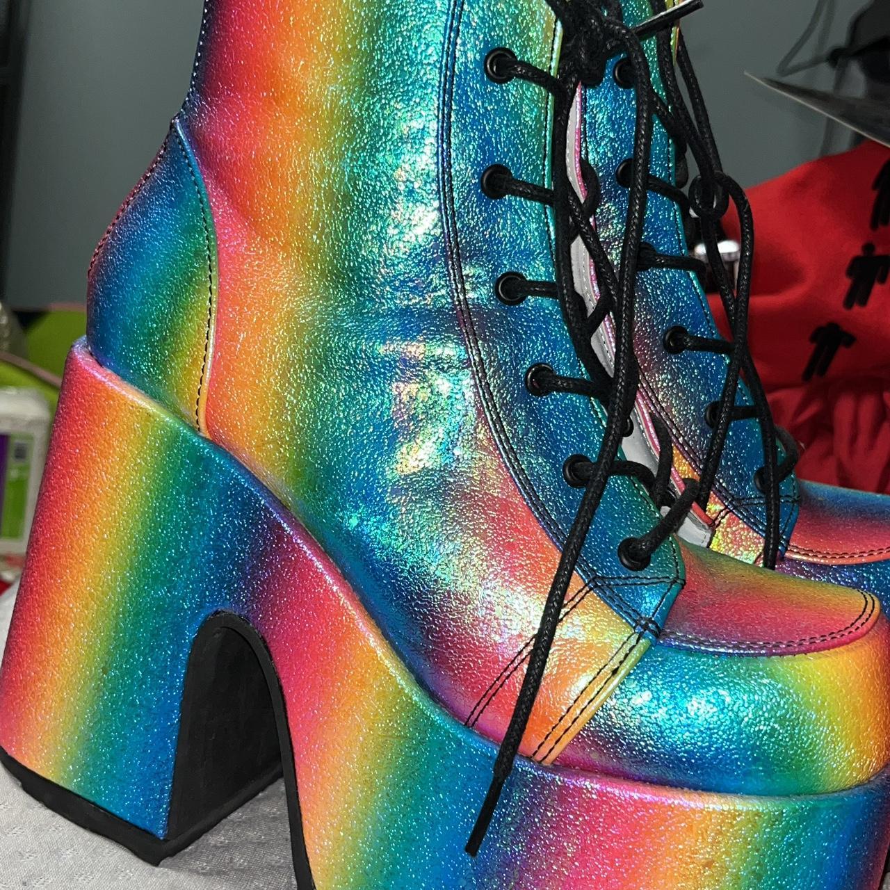 Demonia Rainbow Platform Boots Only worn once or... - Depop
