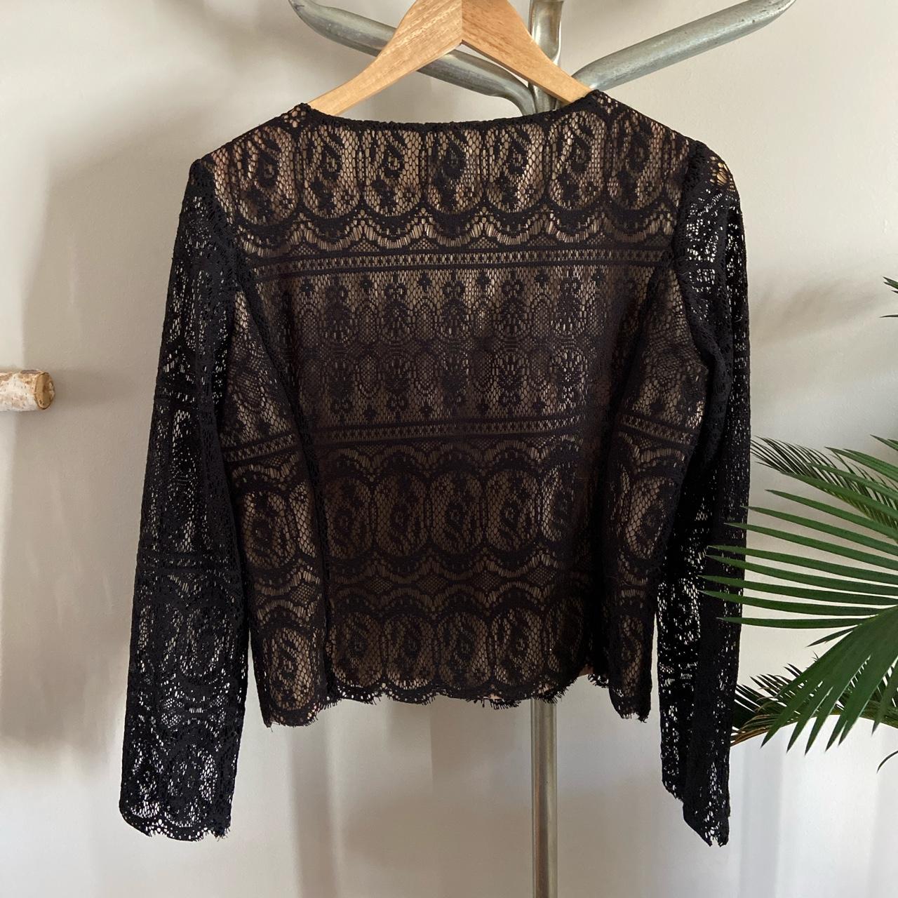 Vintage black lace whimsigothic front lace top by... - Depop