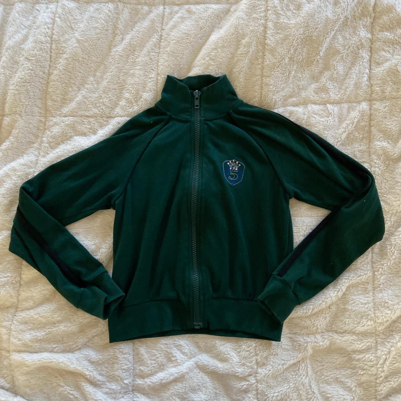 Super cute Y2K Energie forest / emerald green zip... - Depop