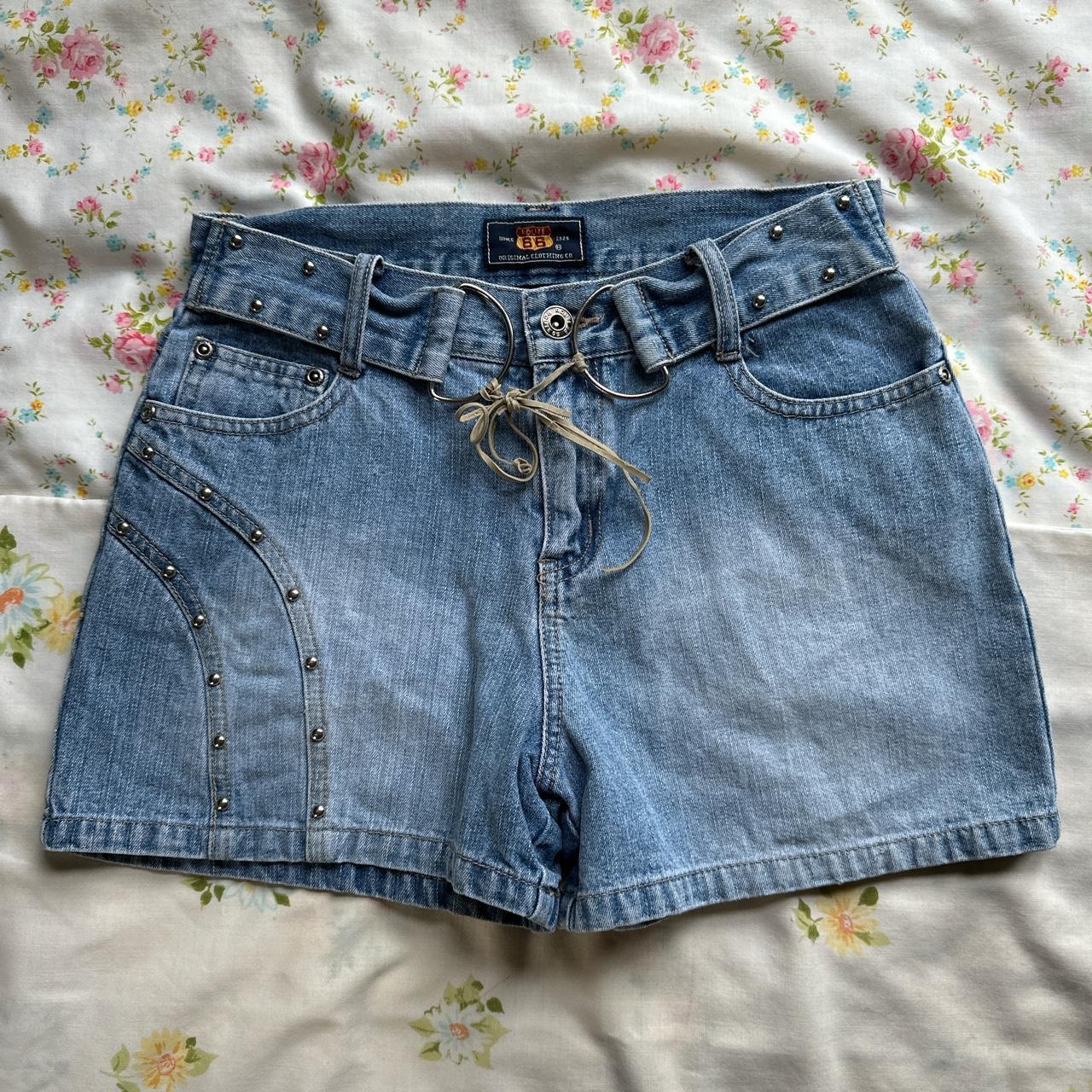Y2K western style Route 66 blue jean denim mini... - Depop