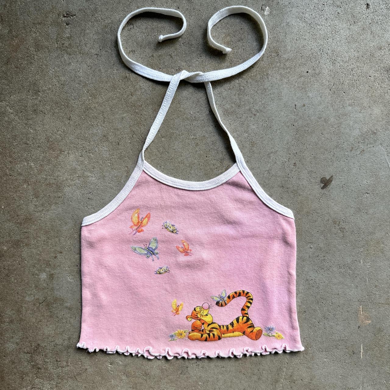 Vintage Disney Winnie the Pooh Tigger Pink halter... - Depop