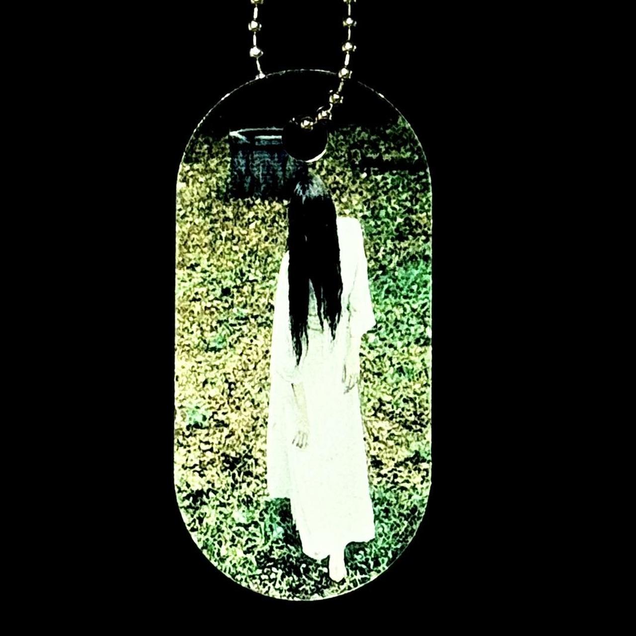 ~sadako ring dog tag necklace~ -chain measures 11.5... - Depop