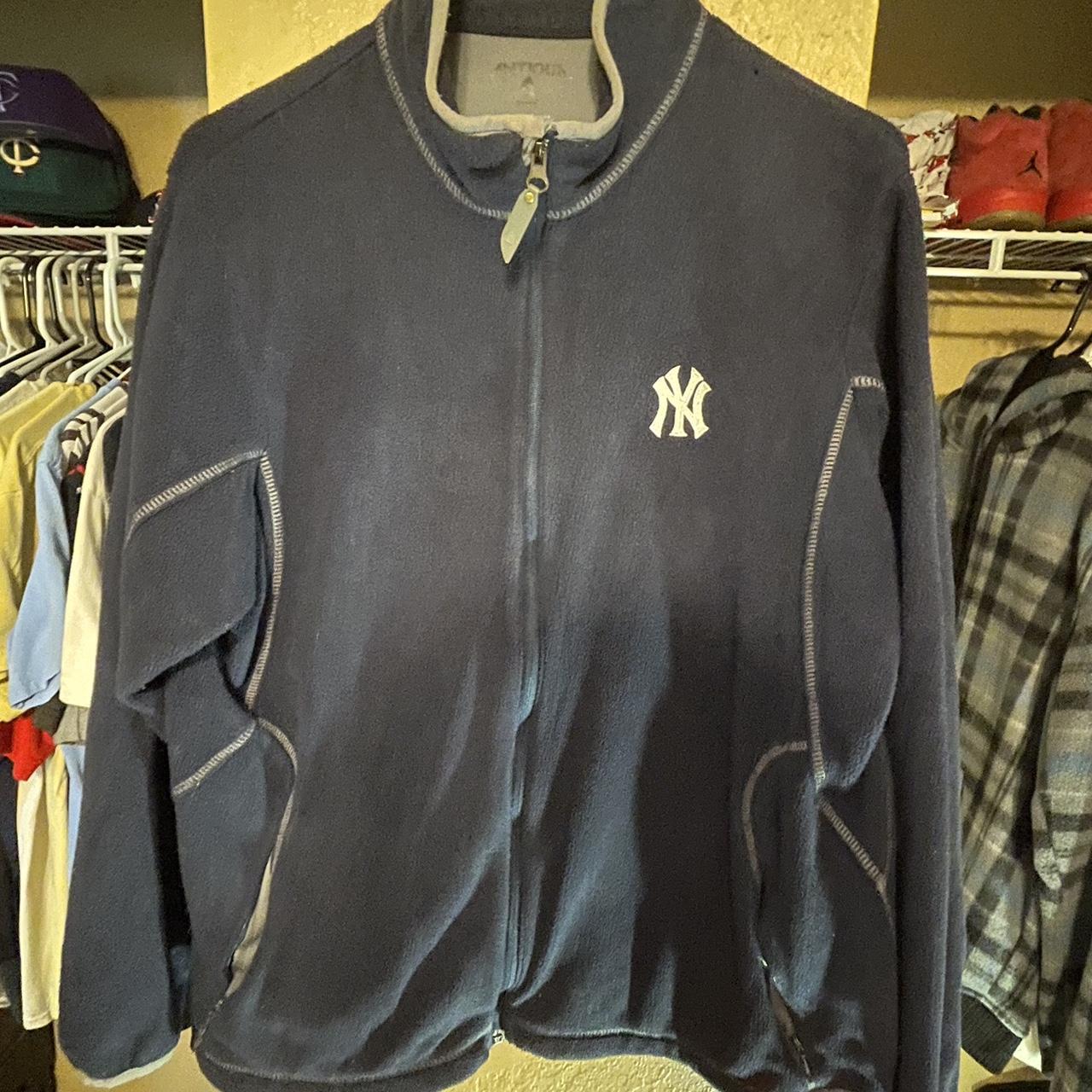 New York Yankees Zip-Up Fleece sweater with zipper... - Depop