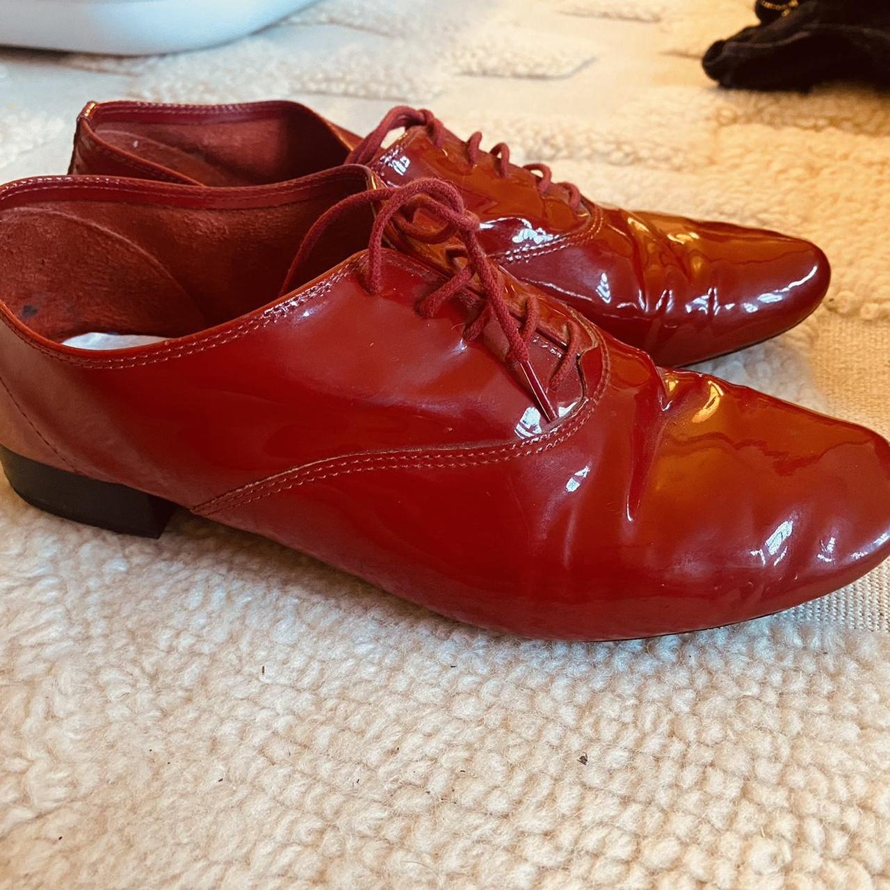 Repetto “Zizi” red patent leather tie up Oxford... - Depop