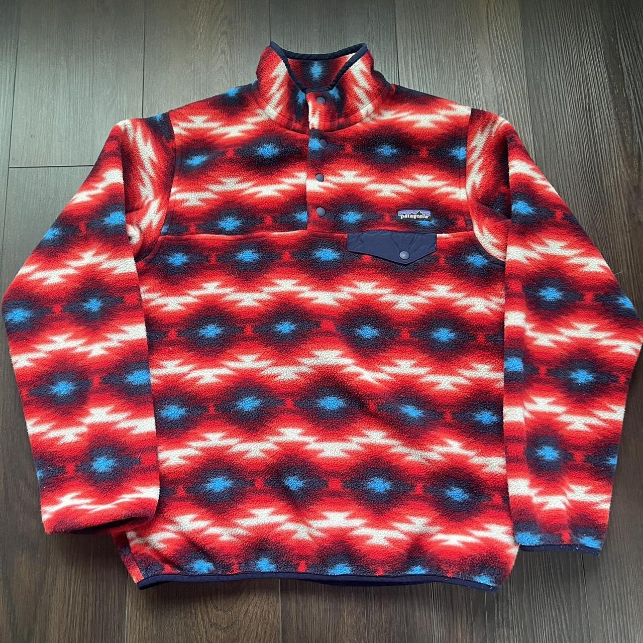 Patagonia Timber Twist Red Aztec Abstract Patterned... - Depop