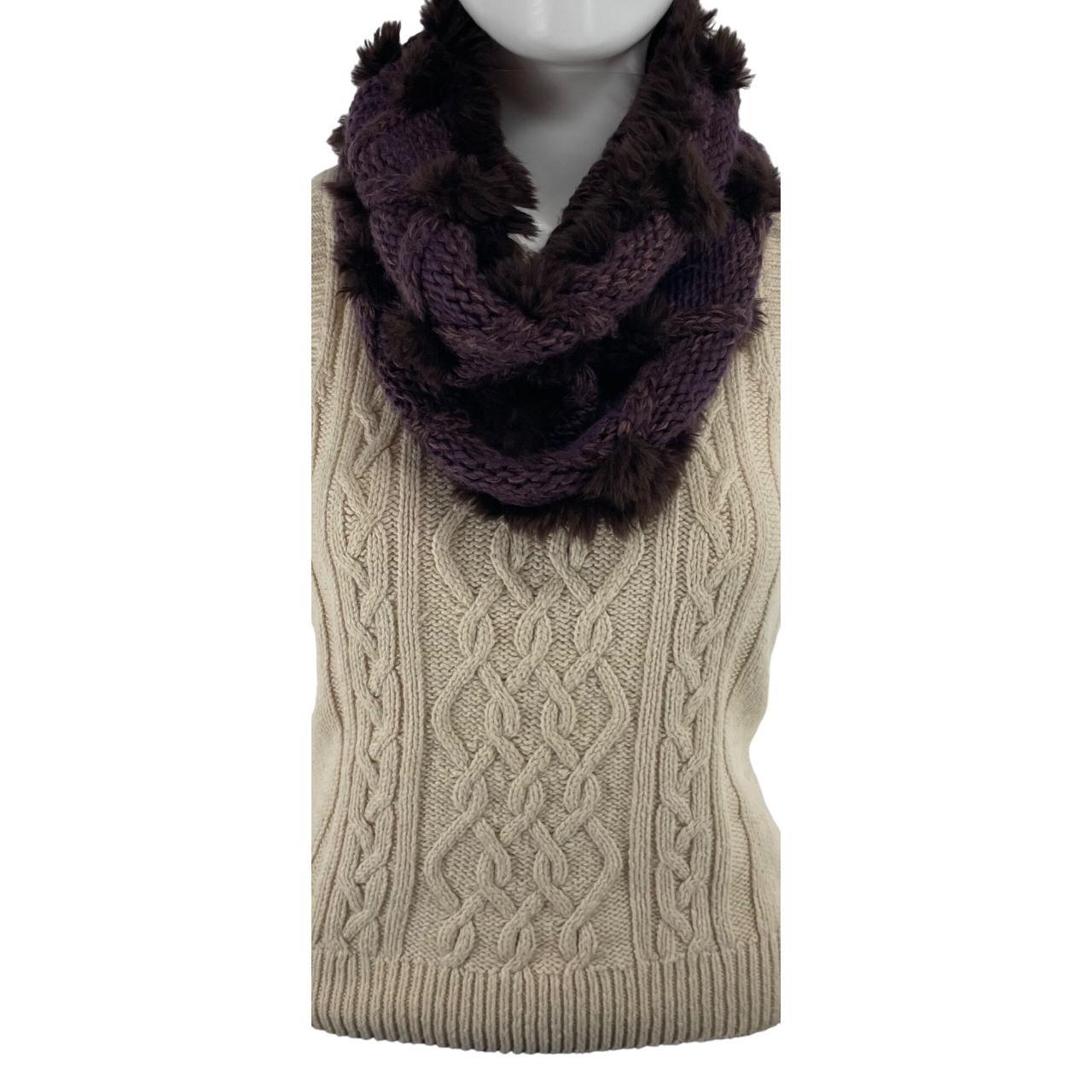 LOFT Women's Purple Knit Infinity Loop Snood Scarf... - Depop