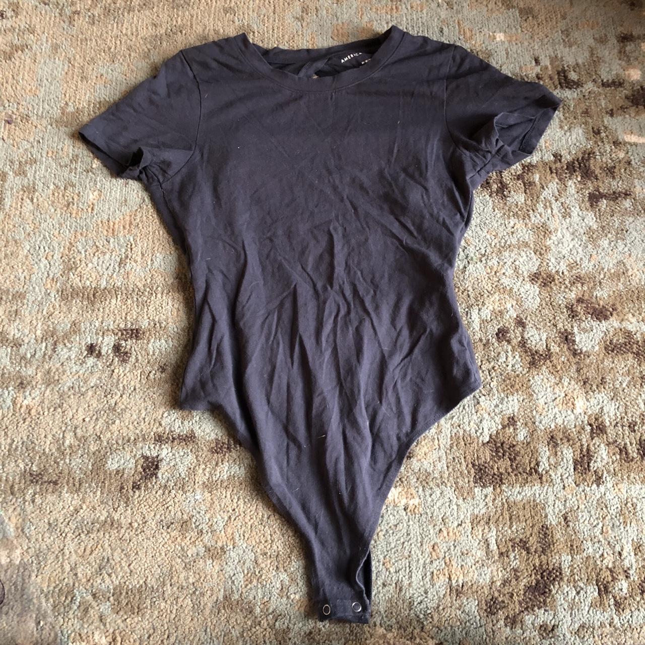 American Eagle Black Cutout Back Bodysuit - Size... - Depop